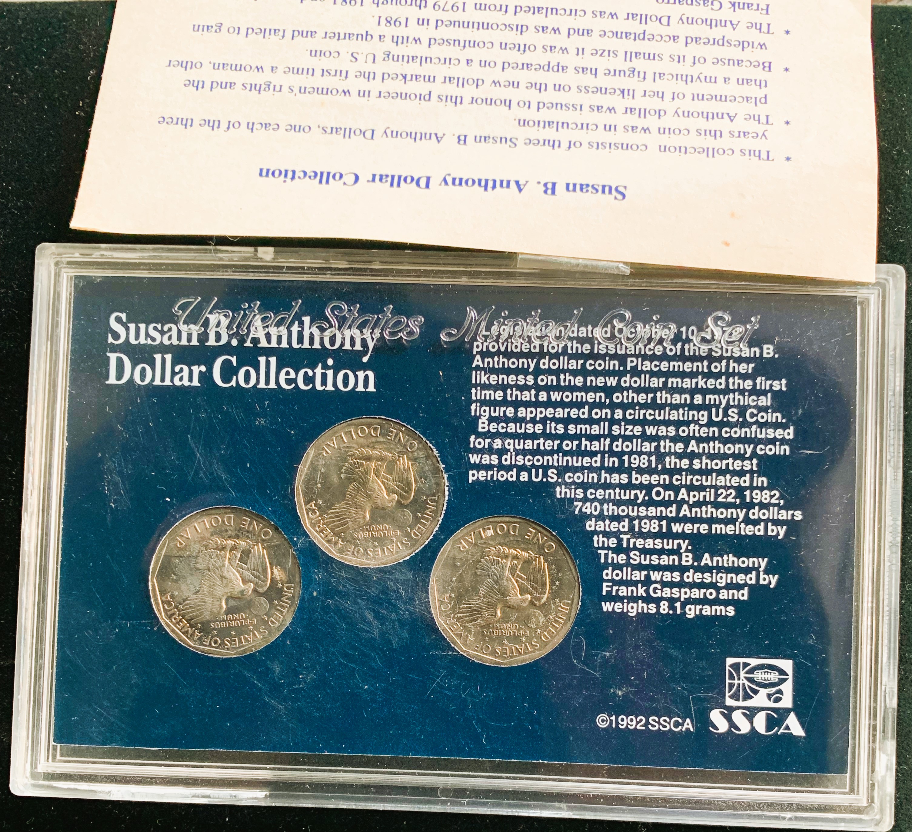 SUSAN B ANTHONY 3 COIN SET 1979 & 1980, 1981 US MINTED, IN SEALED ...