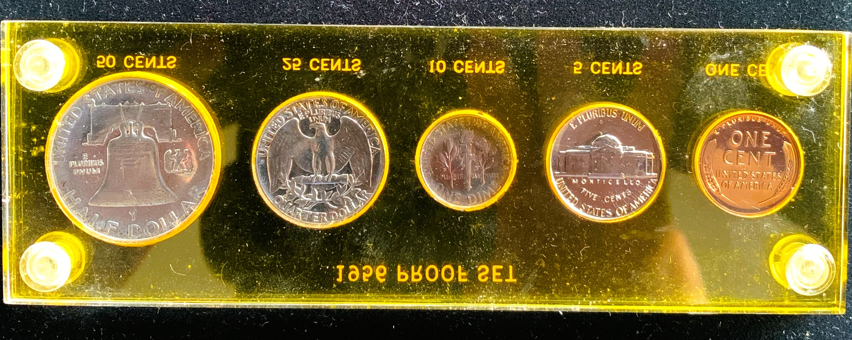 1956 U.S. MINT SILVER PROOF SET, 5 COINS IN ORIG US MINT HARD PLASTIC ...
