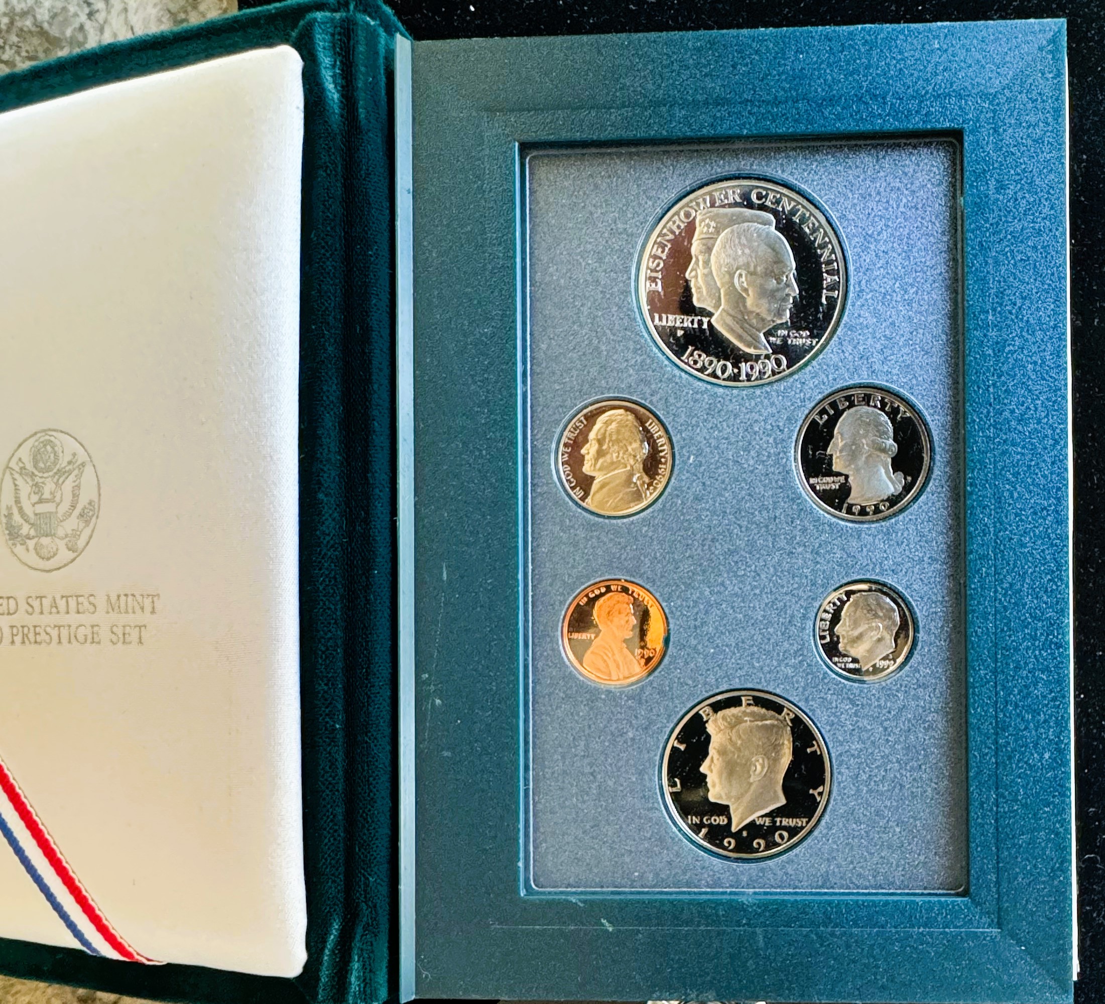 1990 U.S. MINT PROOF SILVER $1 DOLLAR EISENHOWER CENTENNIAL 6 COIN ...