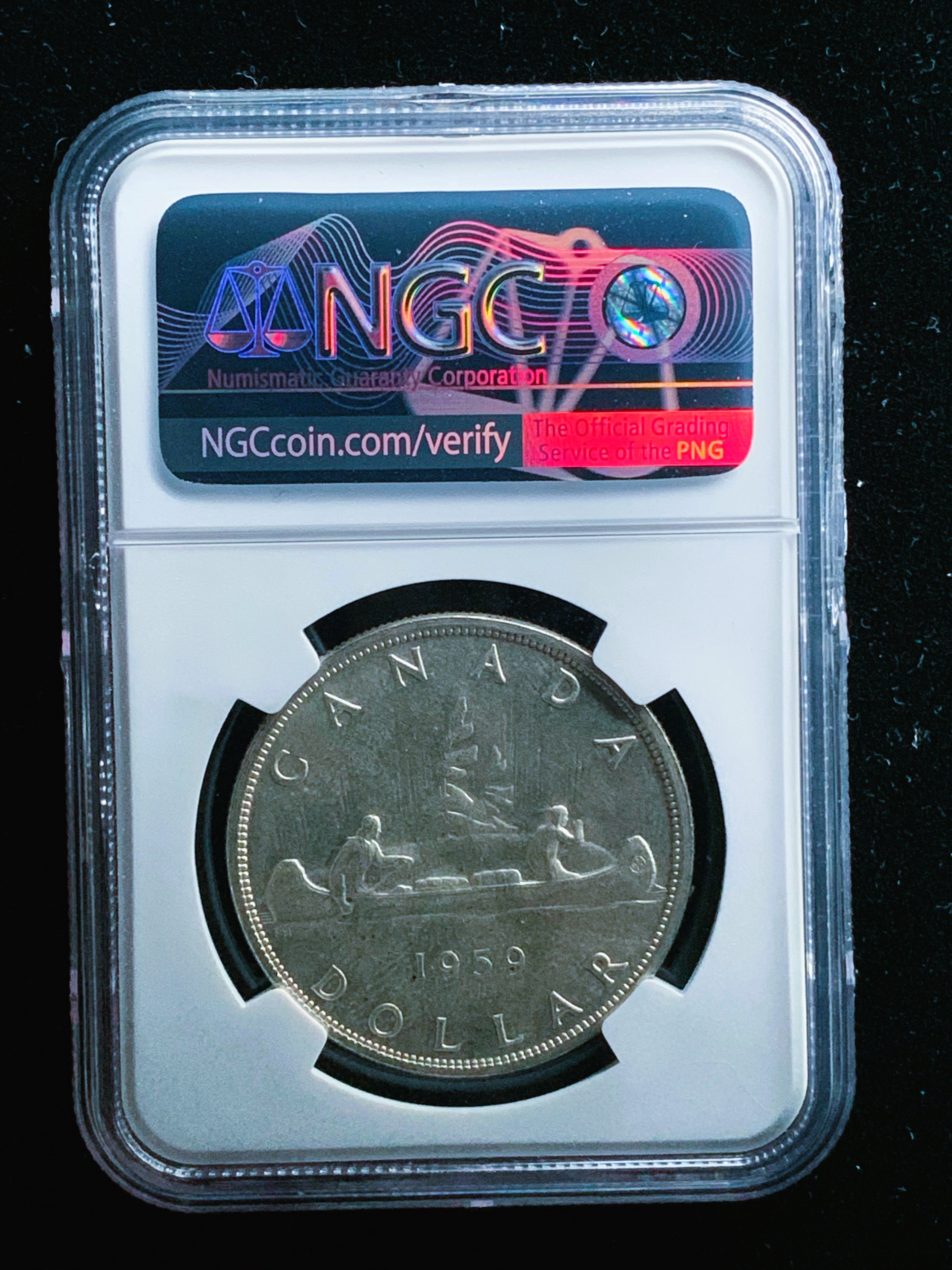 1959 SILVER CANADA $1 AU 58 NGC GRADED IN THE SLAB, SHINY DETAILED COIN ...