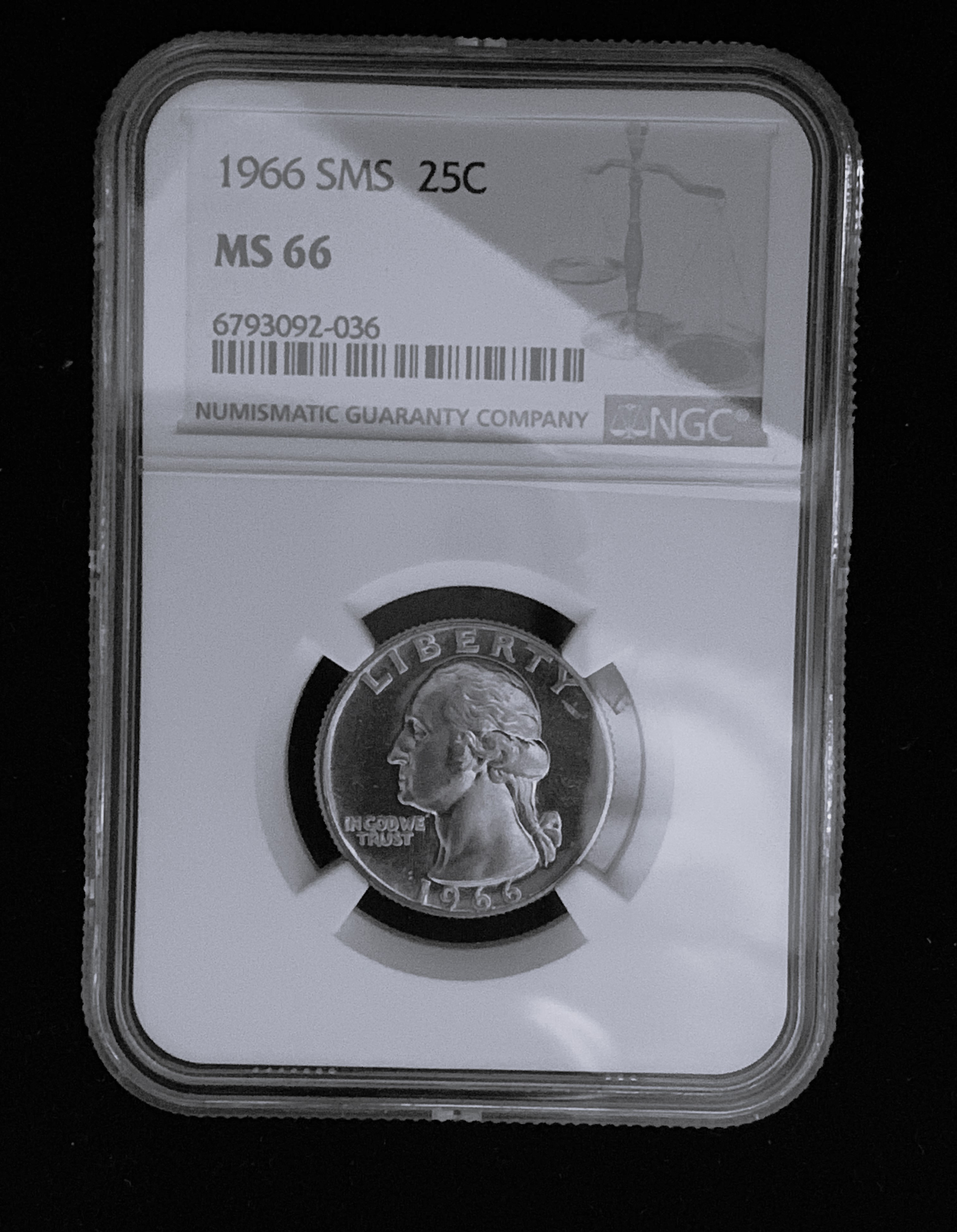1966 SPECIAL MINT STRIKE COIN SMS NGC GRADED MS66 QUARTER IN THE SLAB ...
