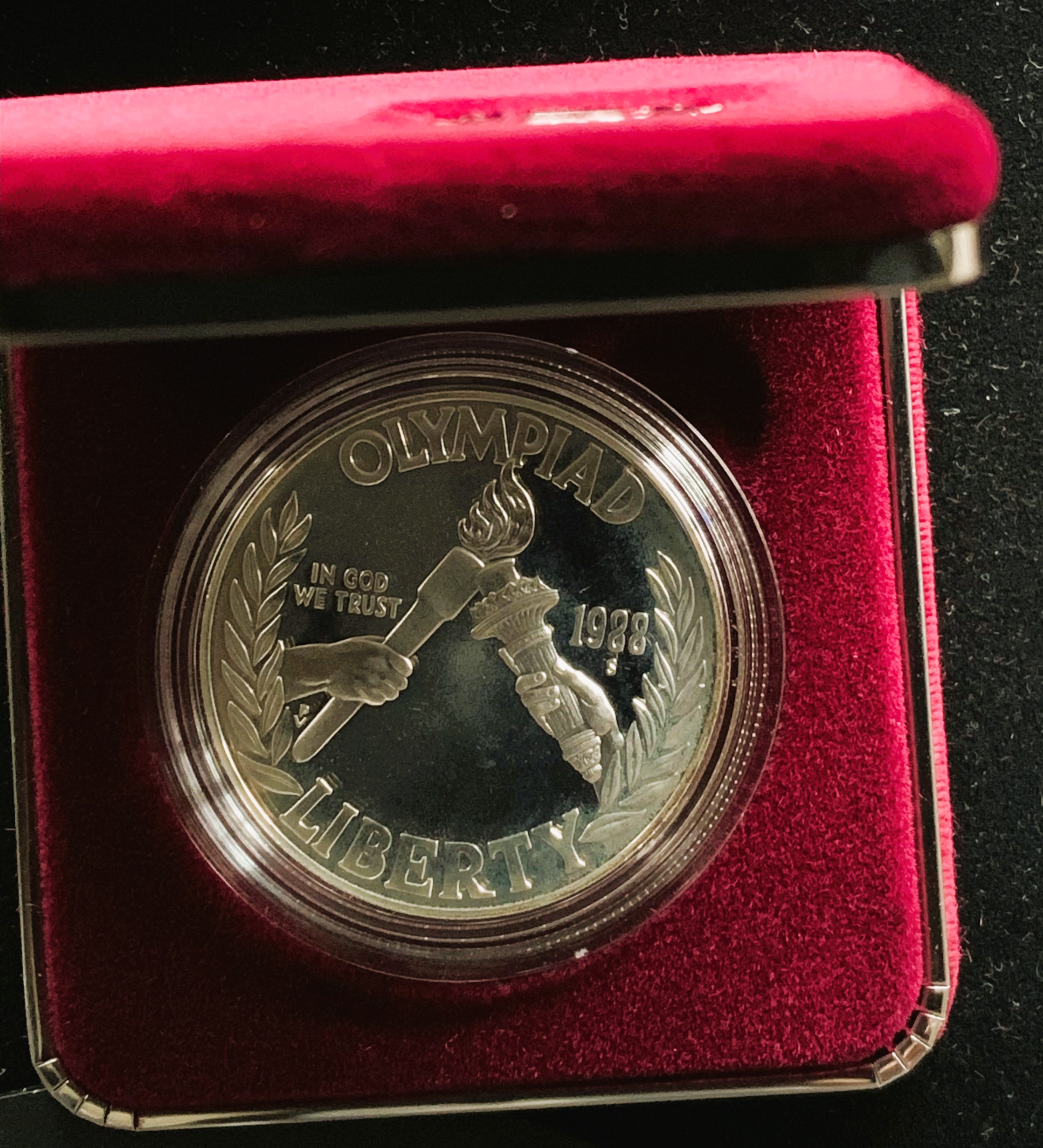 1988-S U.S. MINT OLYMPIC SILVER $1 DOLLAR HIGH GRADE PROOF OLYMPIA COIN ...
