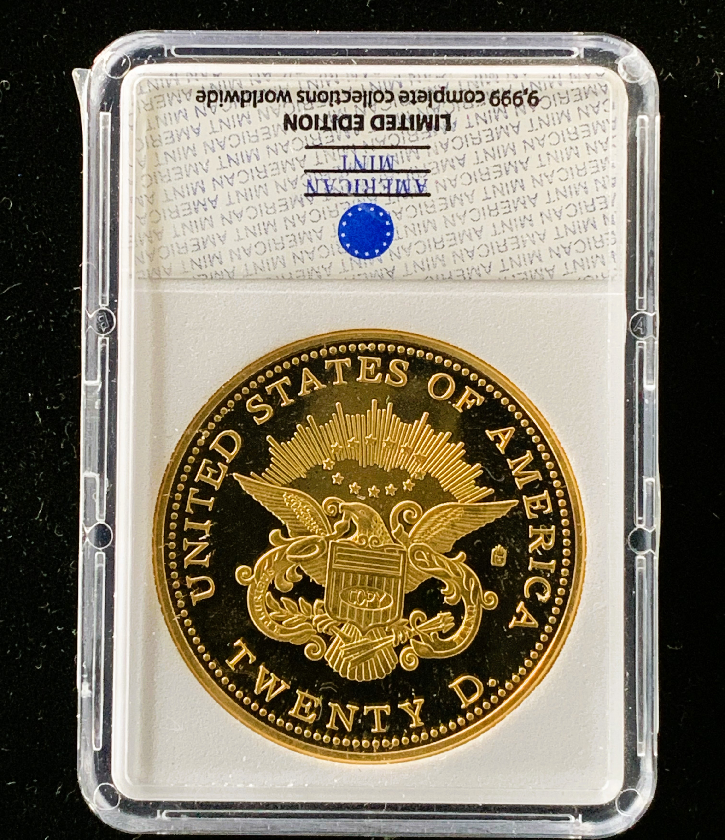 1849 LIBERTY HEAD DOUBLE EAGLE REPLICA , PROOF-LIKE IN THE SLAB ...