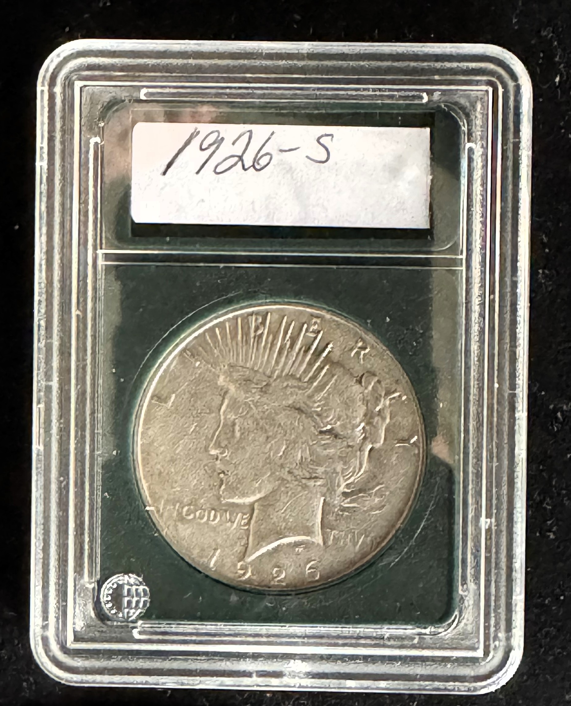 1926-S SILVER PEACE DOLLAR COIN IN THE SLAB | Property Room