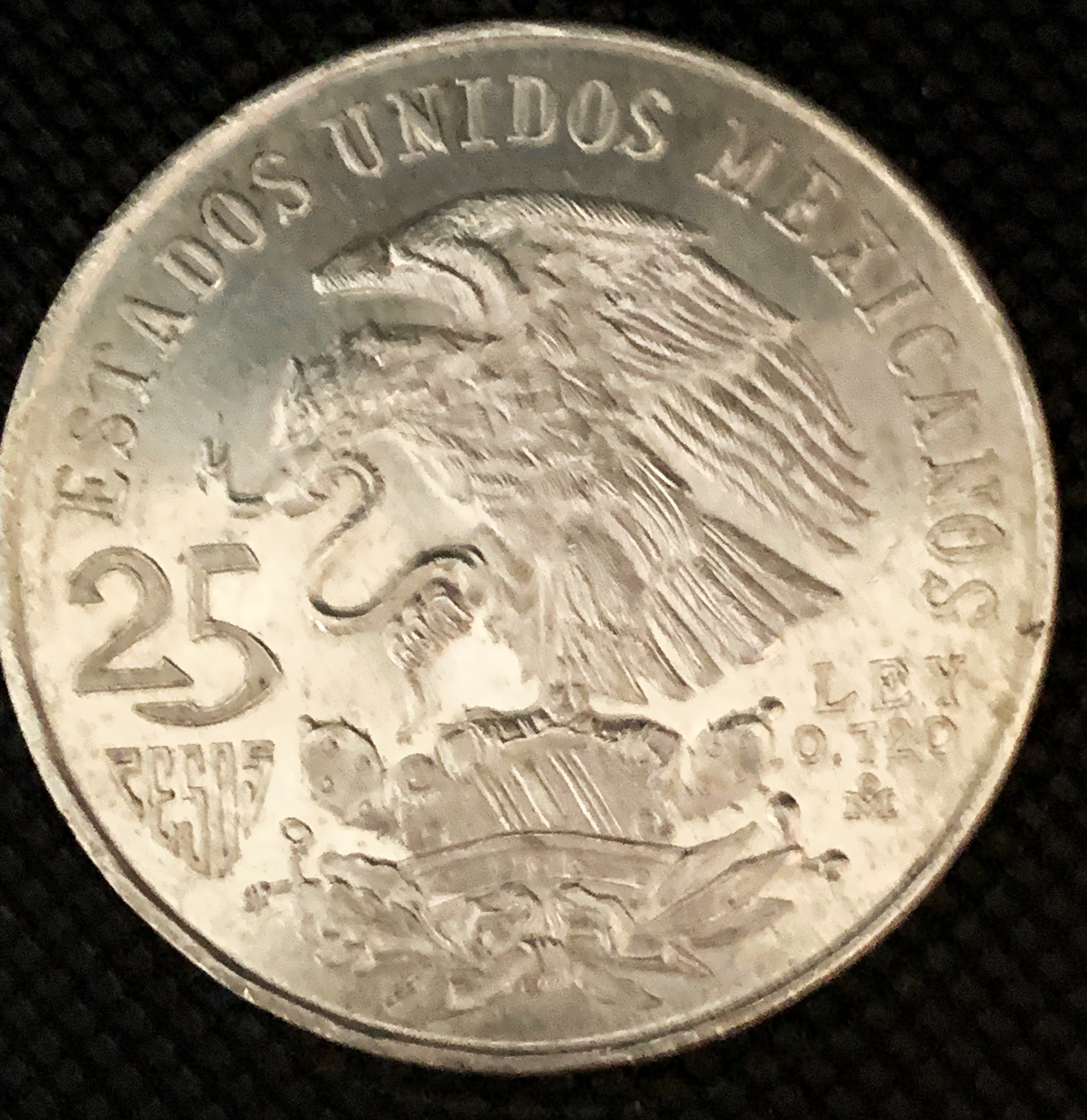 MEXICO SILVER 25 PESOS 1968 OLYMPICS MEX | Property Room
