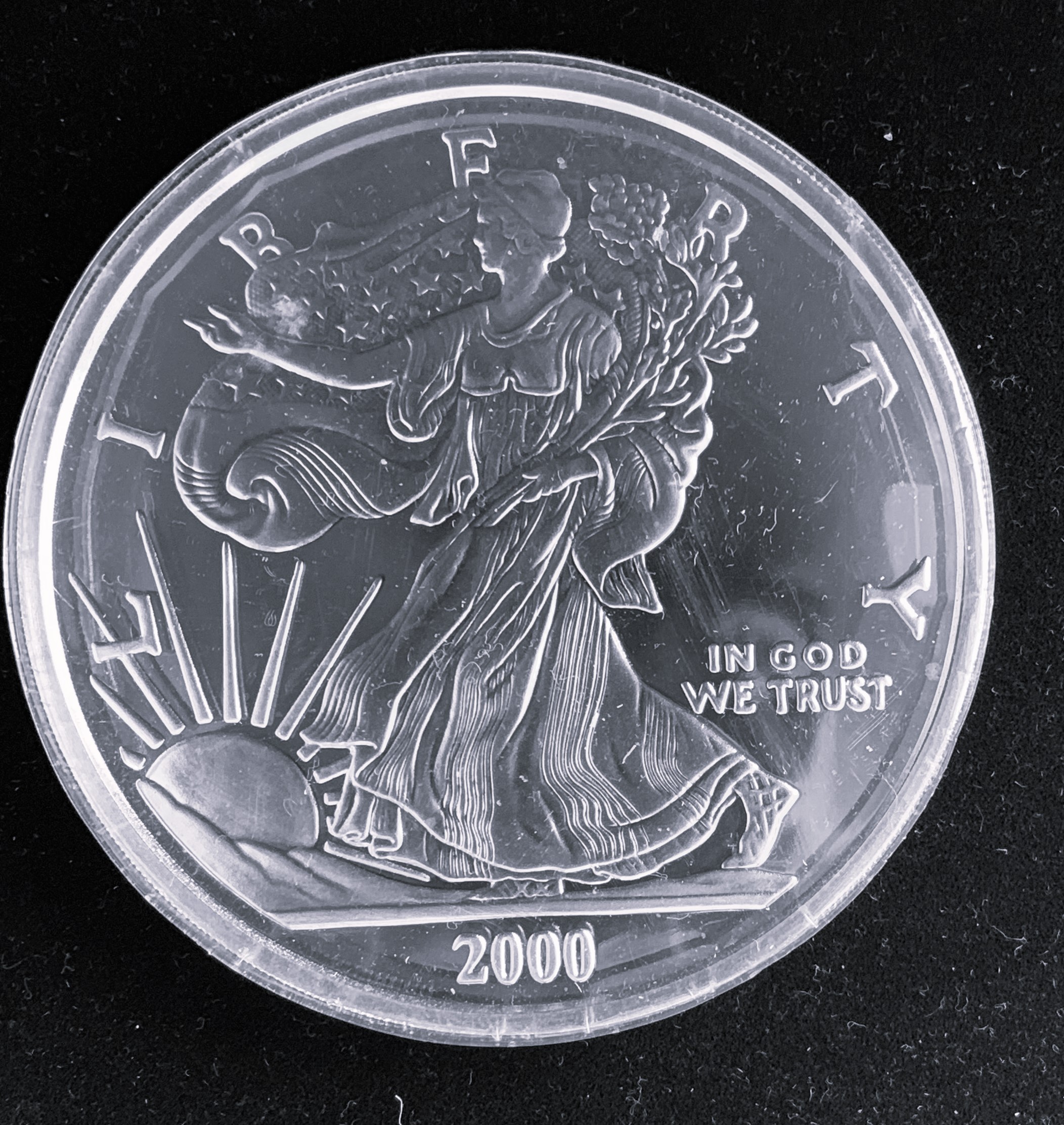 .999 HALF TROY POUND FINE SILVER ROUND, PROOF-LIKE UNCIRCULATED 2000 IN ...