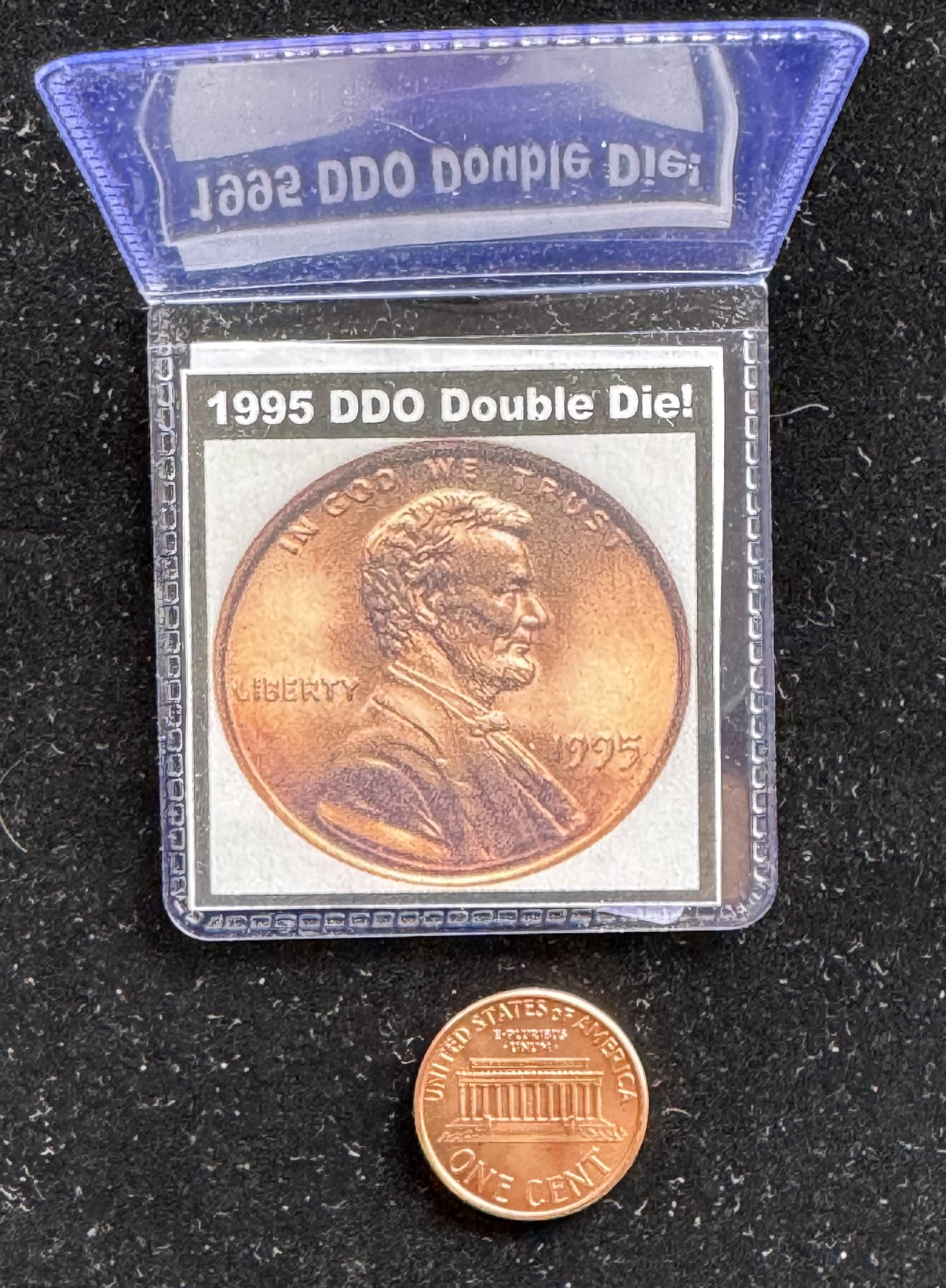 ERROR COIN, 1995 DDO DOUBLE DIE LINCOLN PENNY, GRADE BU GEM WITH COA ...