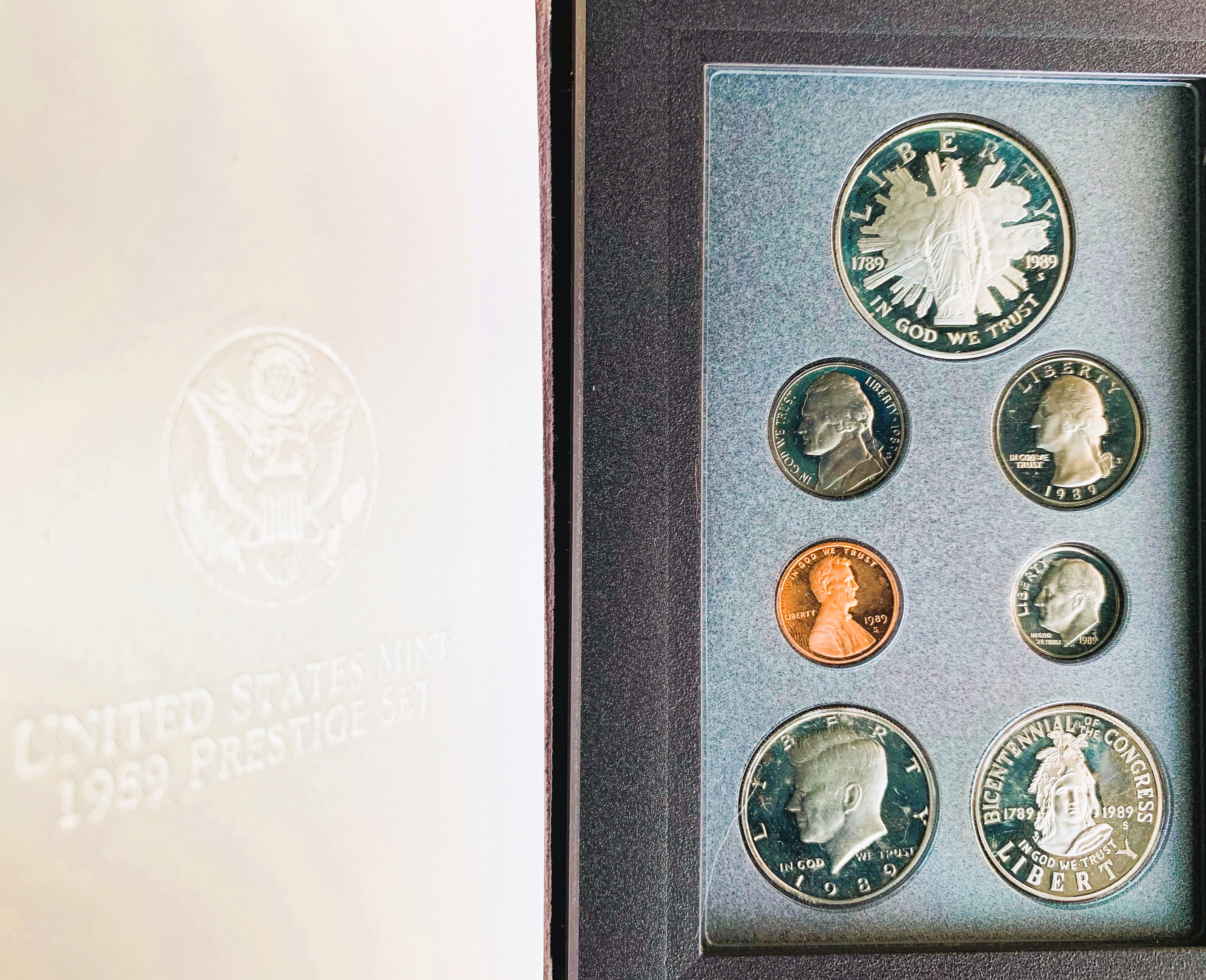 1989-S US MINT PRESTIGE SILVER COIN SET, CENTENNIAL OF CONGRESS ...