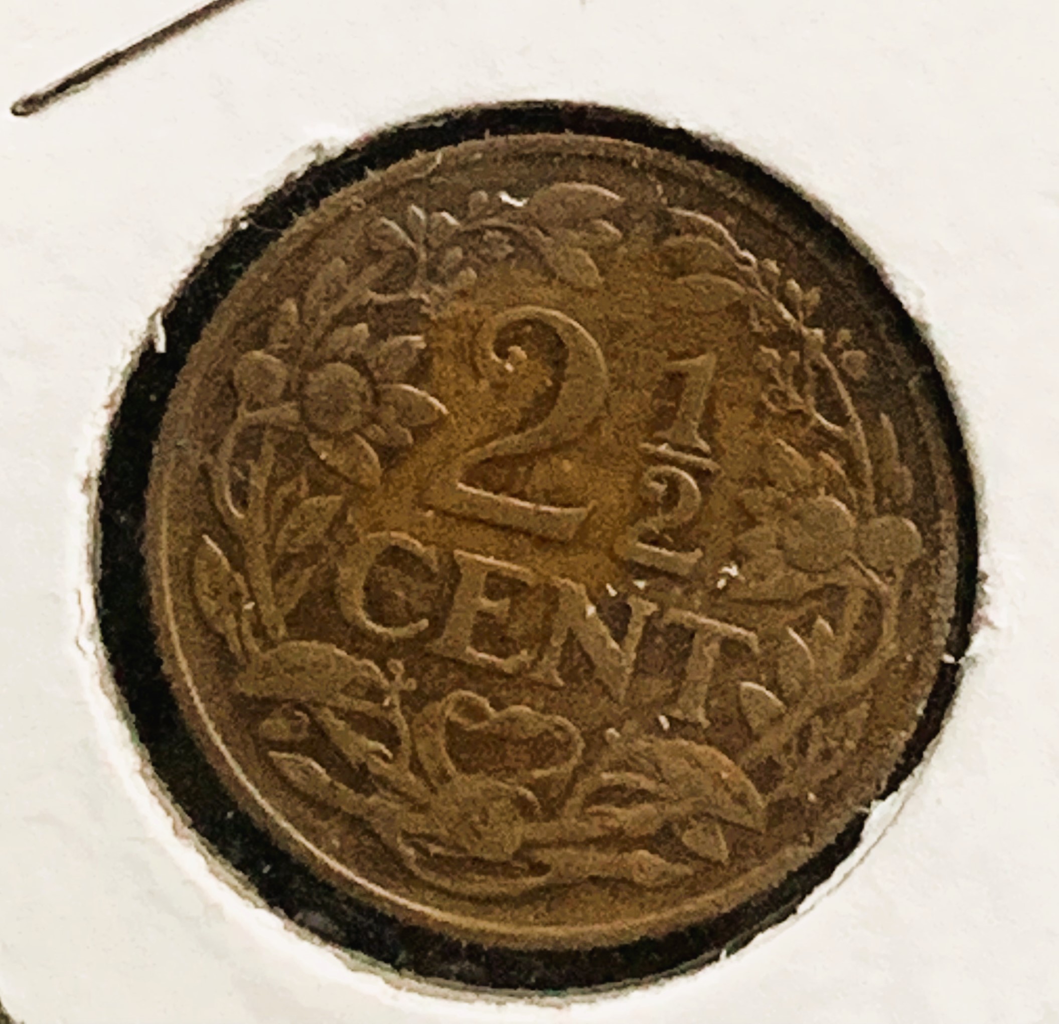 1915 2 1/2 CENT COIN, NETHERLANDS, EXCELLENT CONDITION | Property Room