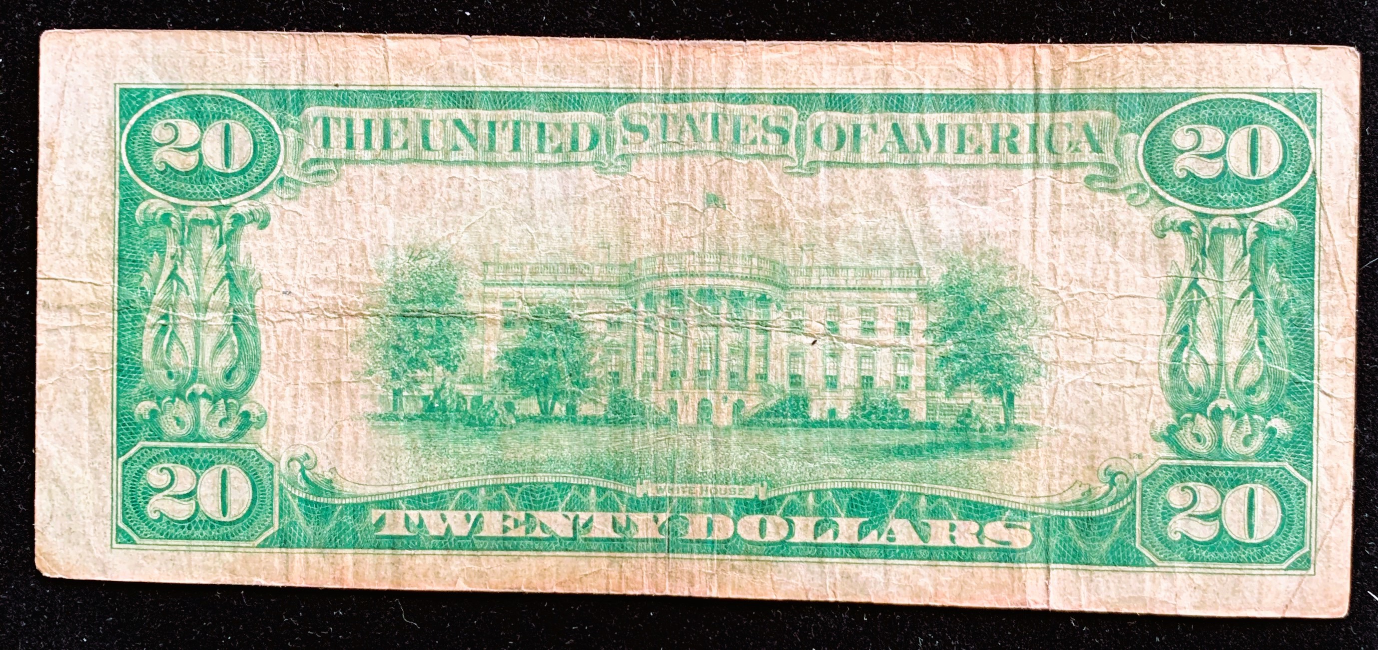 1929 SERIES $20 DOLLAR NATIONAL CURRENCY, NOTE SECURED BY US BONDS ...