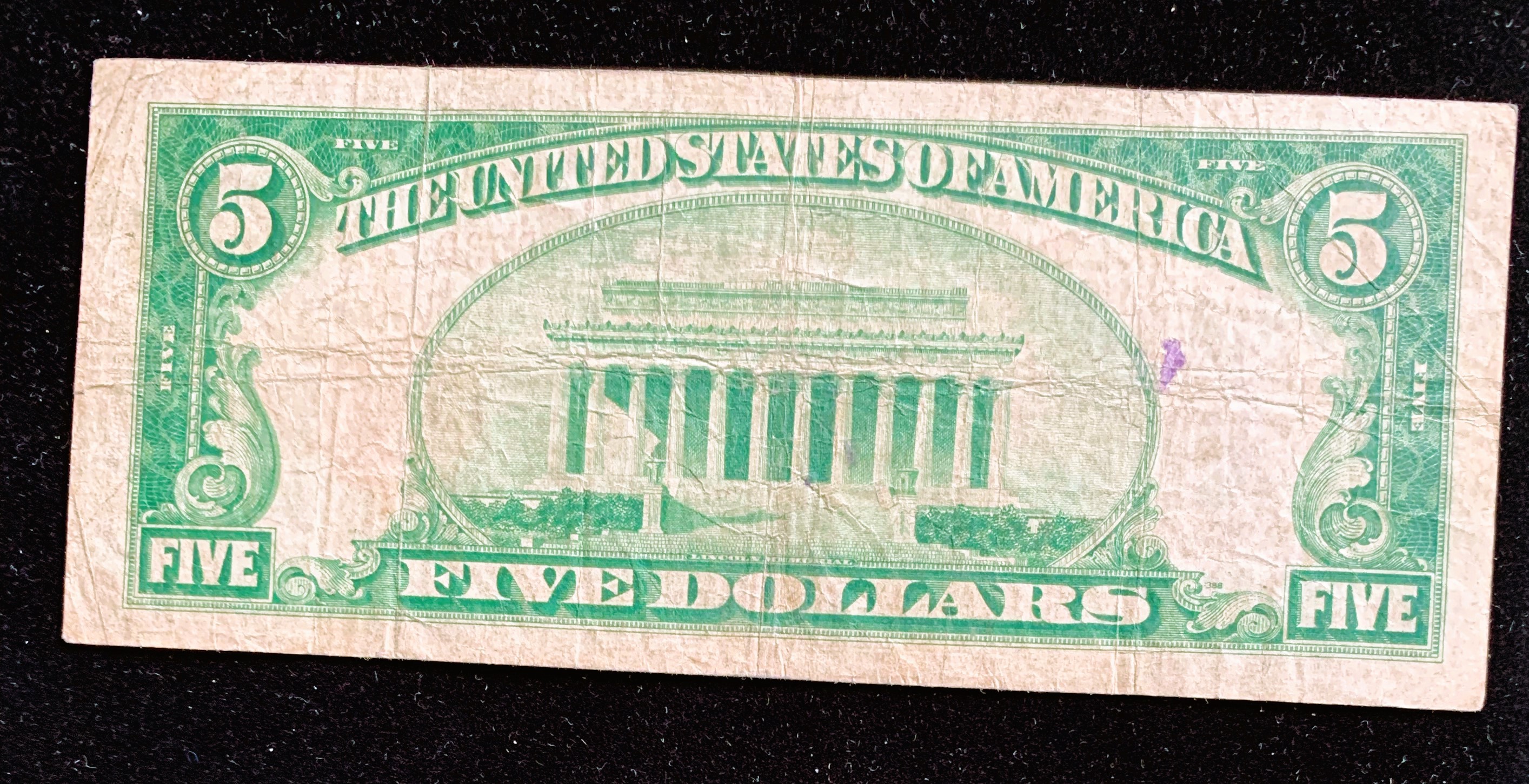 1929 SERIES $5 DOLLAR NATIONAL CURRENCY NOTE, LARGE RED SEAL, BANK OF ...