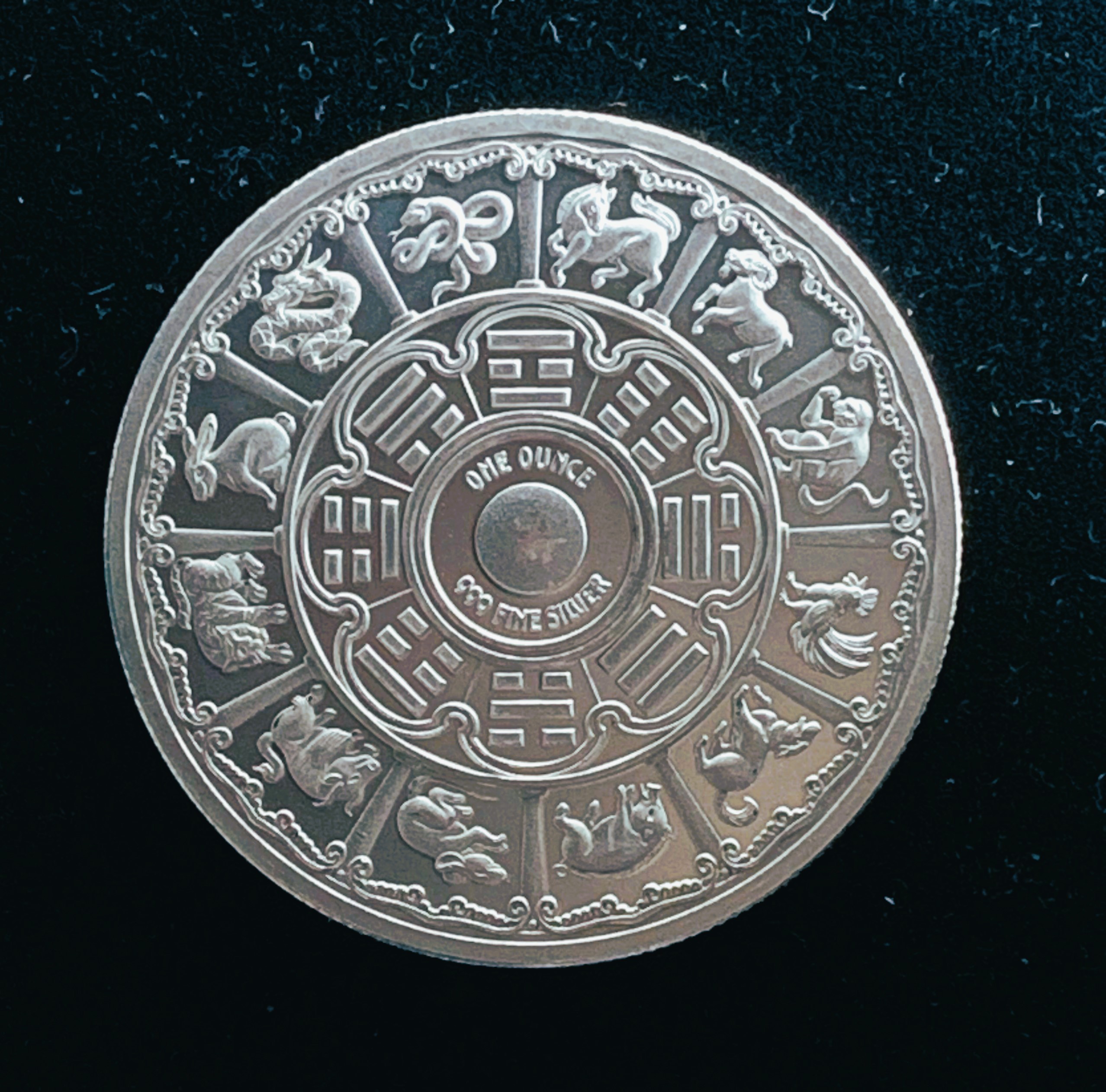 1 oz .999 FINE SILVER COIN, YEAR OF THE DRAGON 2024, REVERSE PROOF ...