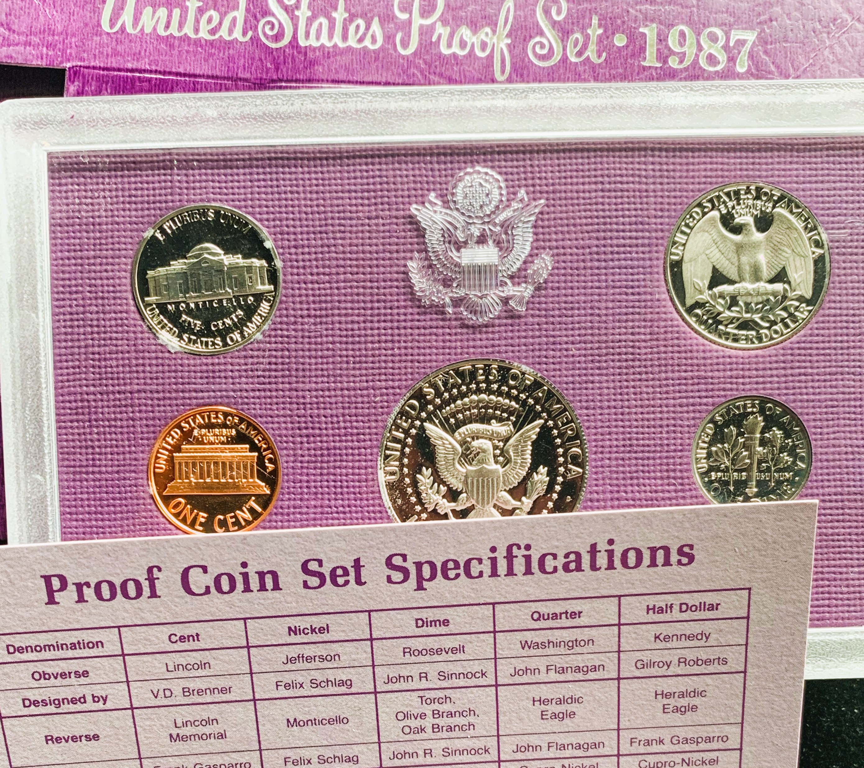 1987-S US PROOF SET IN ORIG GOV CASE, PKG, 5 GEM PROOF COINS | Property ...