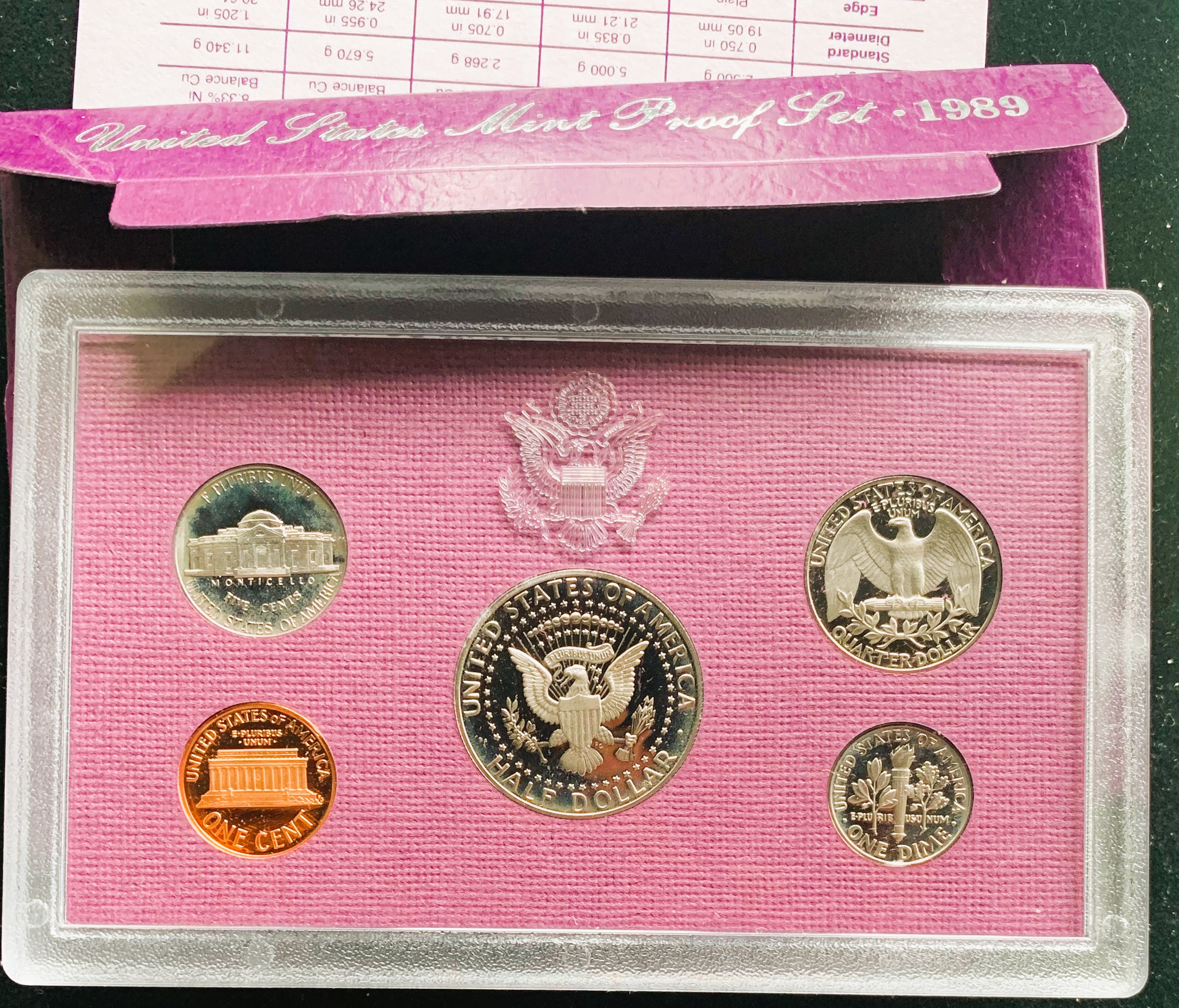 1989-S US PROOF SET IN ORIG GOV CASE, PKG, 5 GEM PROOF COINS | Property ...