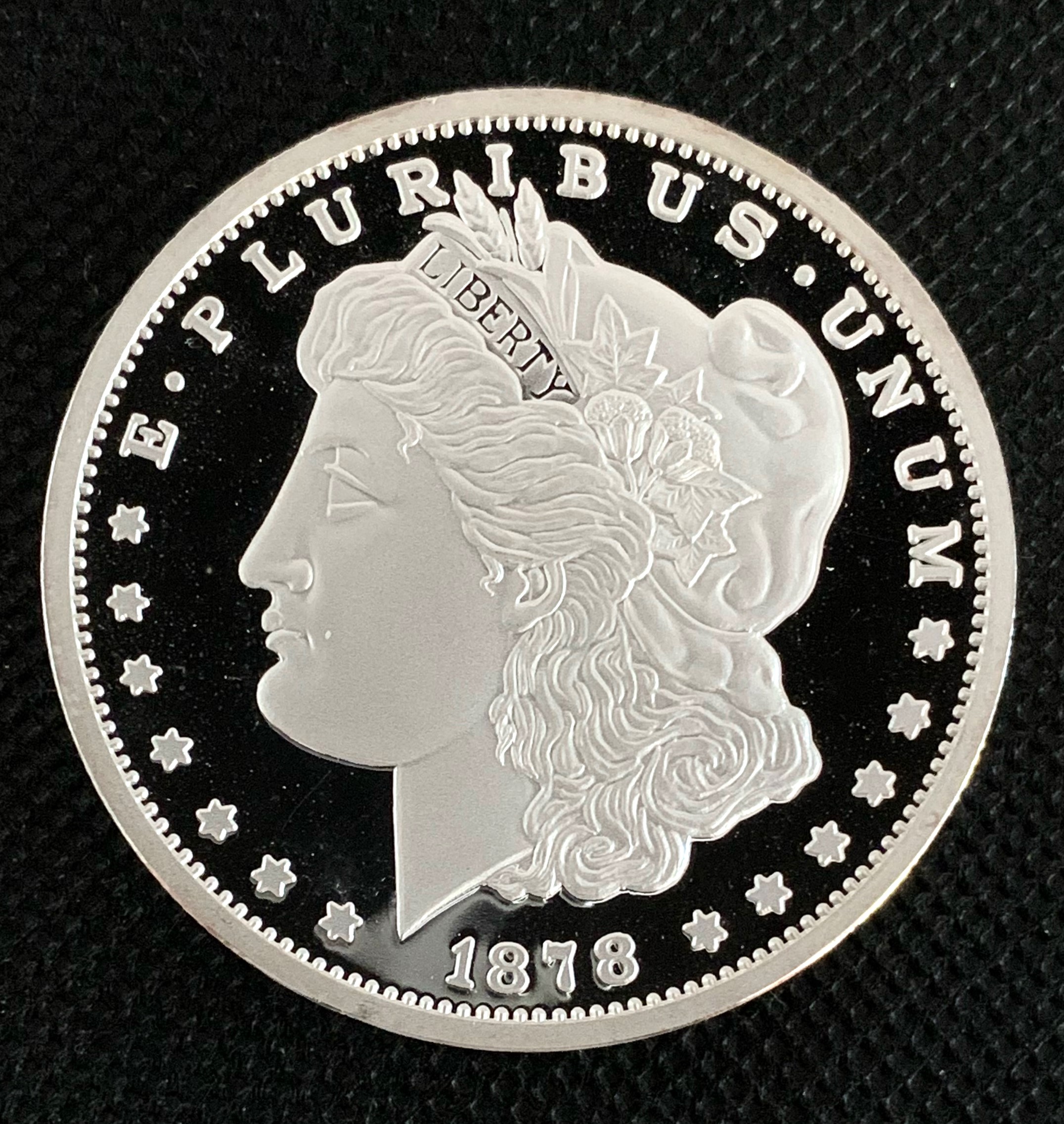 2 TROY OZ .999 FINE SILVER 1878 MORGAN DOLLAR COPY UNCIRCULATED PROOF ...