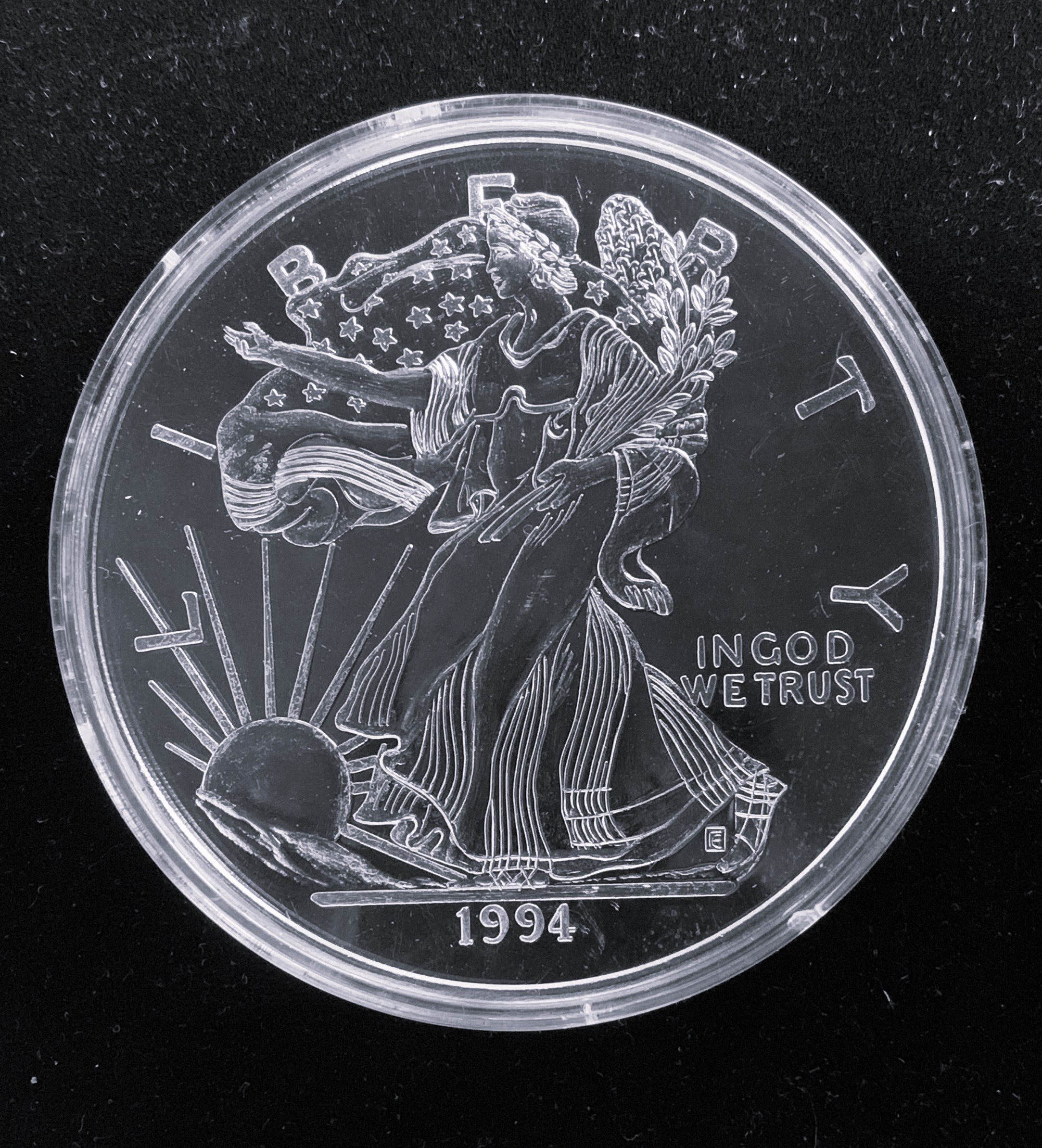 1 TROY POUND .999 FINE SILVER ROUND PROOF-LIKE IN CASE 1994, BRIGHT ...