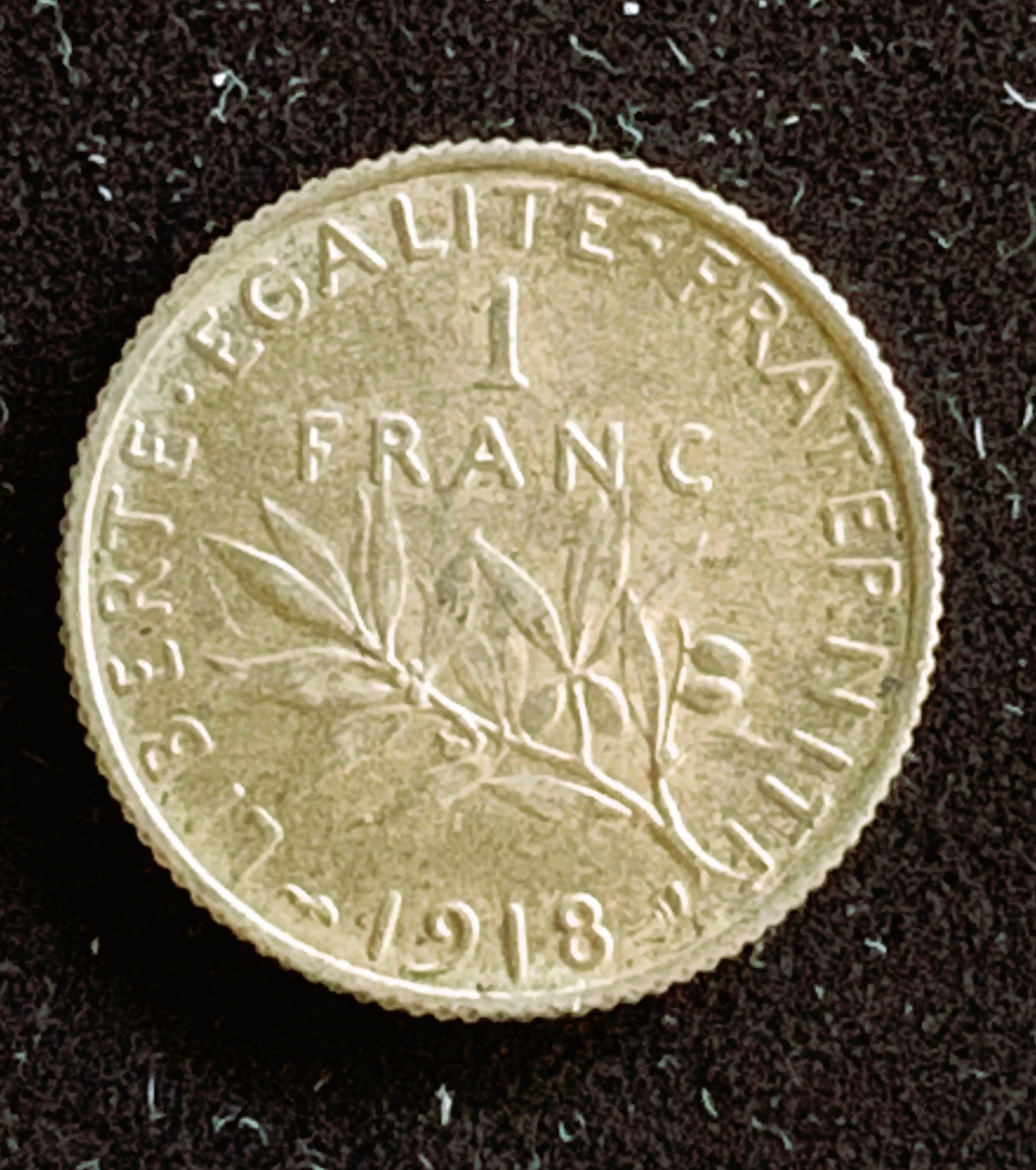 1918, SILVER, 1 FRANC, NICE COIN, LOTS OF DETAIL | Property Room