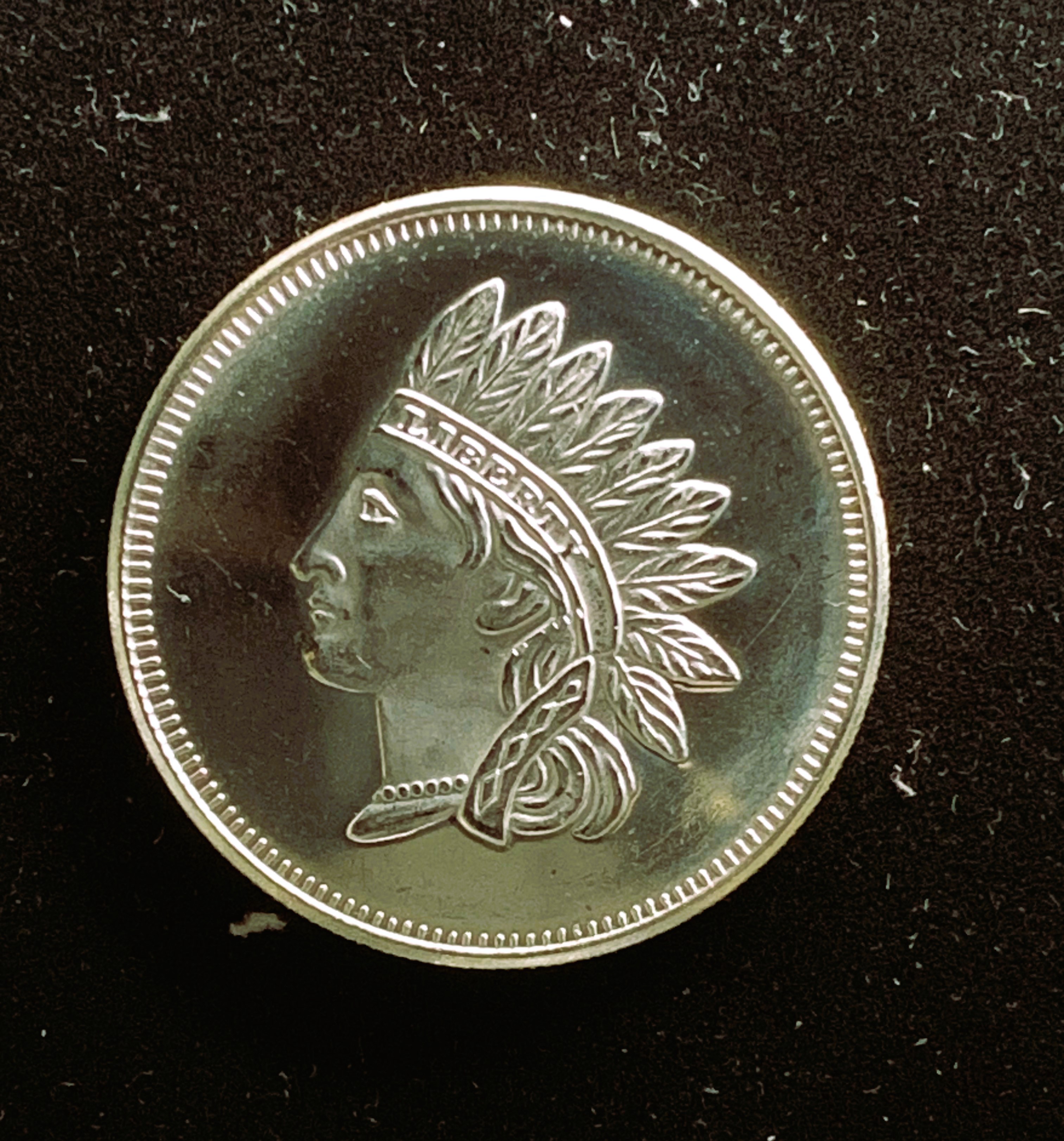 1oz ROUND INDIAN HEAD .999 FINE SILVER COIN, UNC VINTAGE PROOF, BRIGHT ...