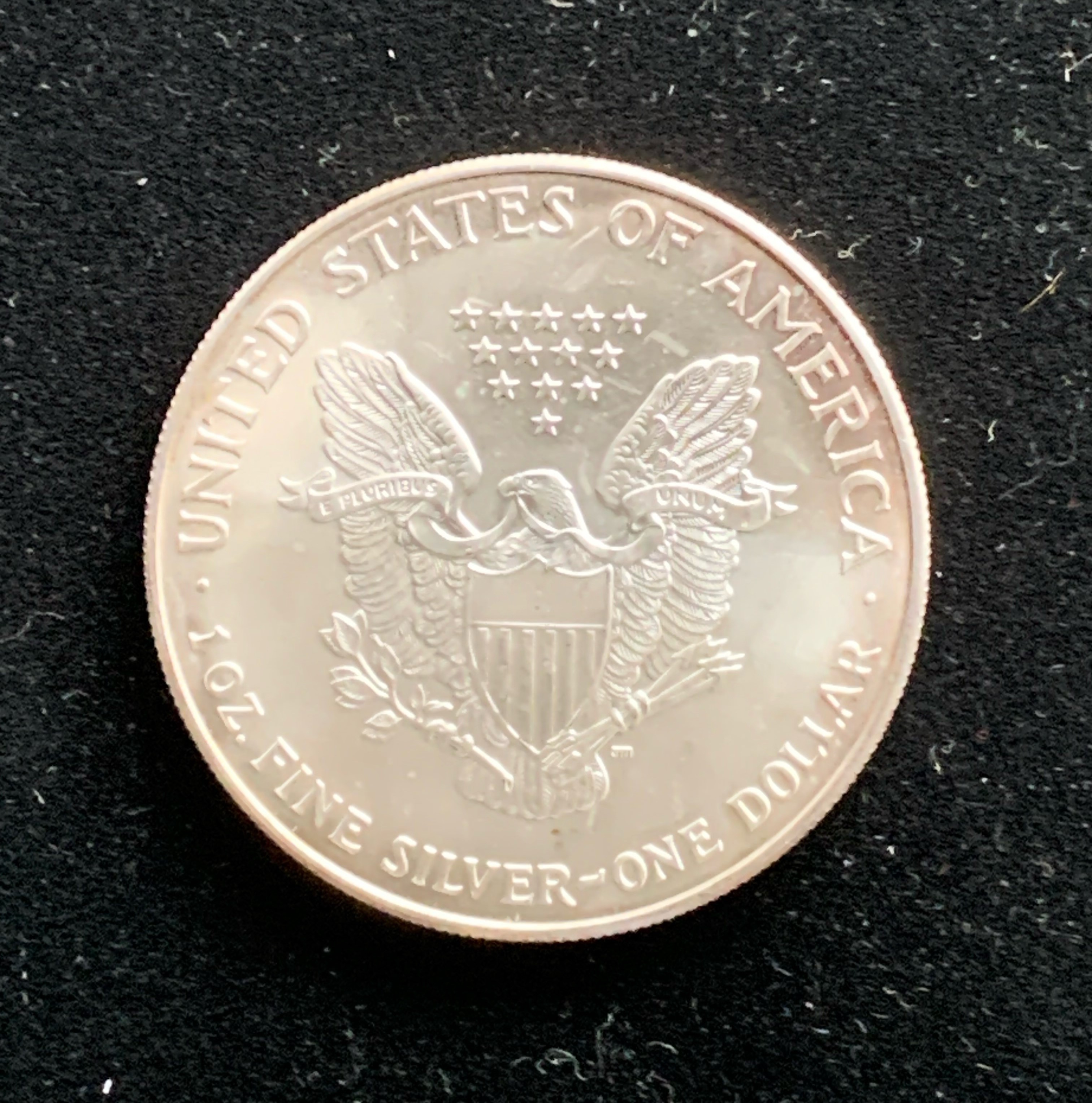 1 TROY oz FINE SILVER ROUND, 2001 SILVER EAGLE DOLLAR , CLEAR BRIGHT ...