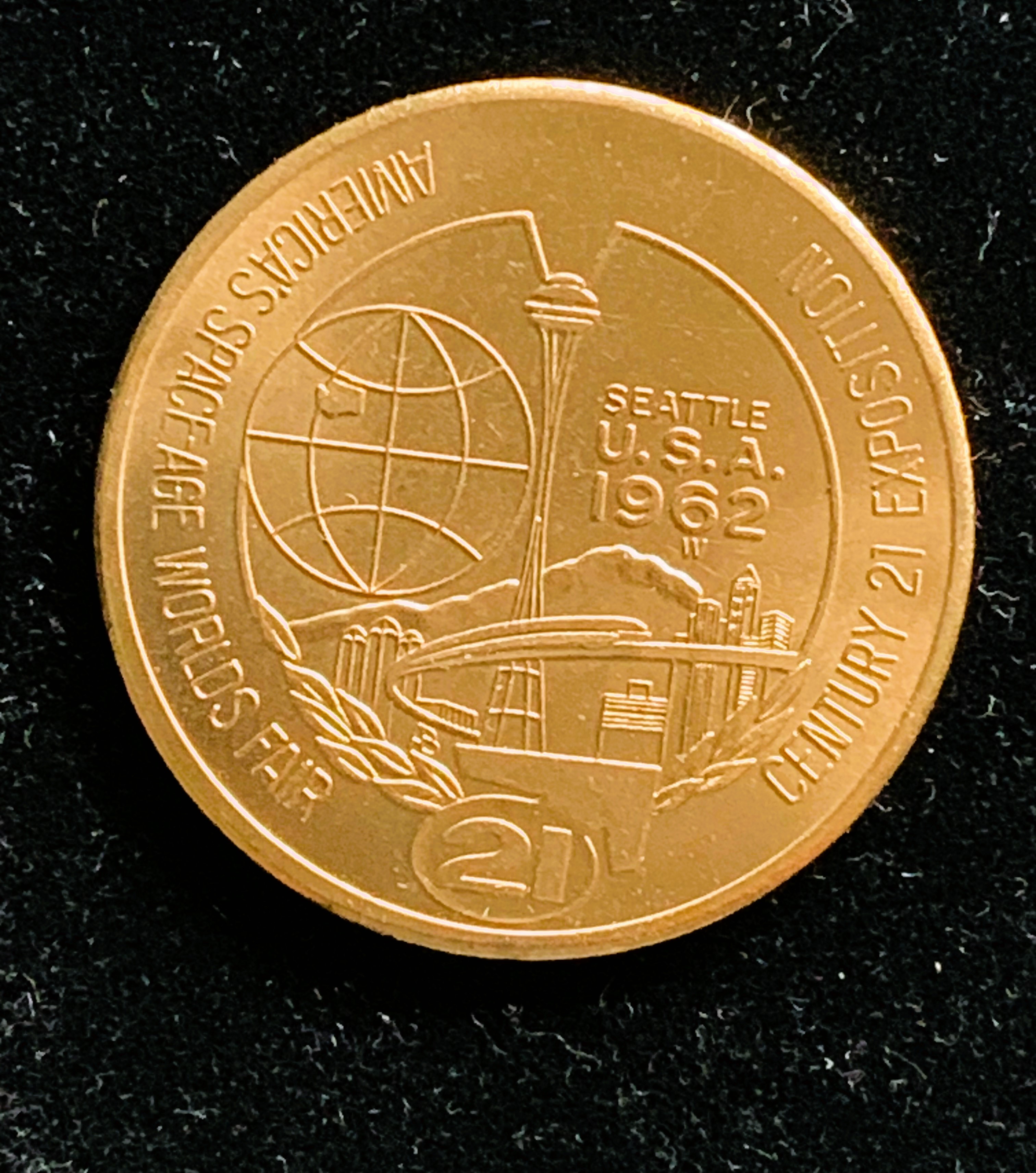 1962 SEATTLE WORLDS FAIR, UNC BRIGHT SHINY COIN, CENTURY 21 EXPO ...