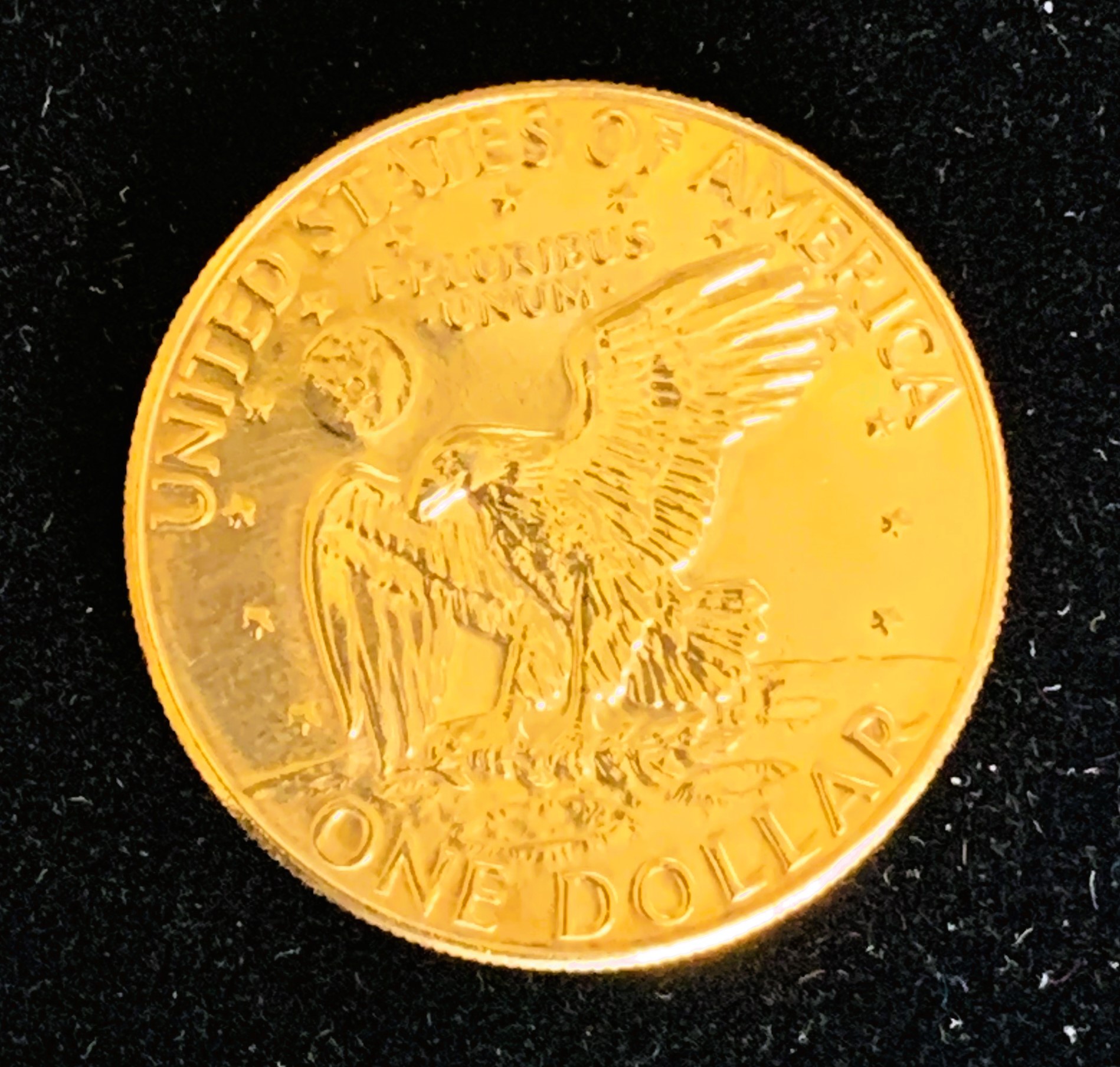 1977 IKE $1 DOLLAR UNCIRCULATED 24 KT GOLD PLATED COIN | Property Room