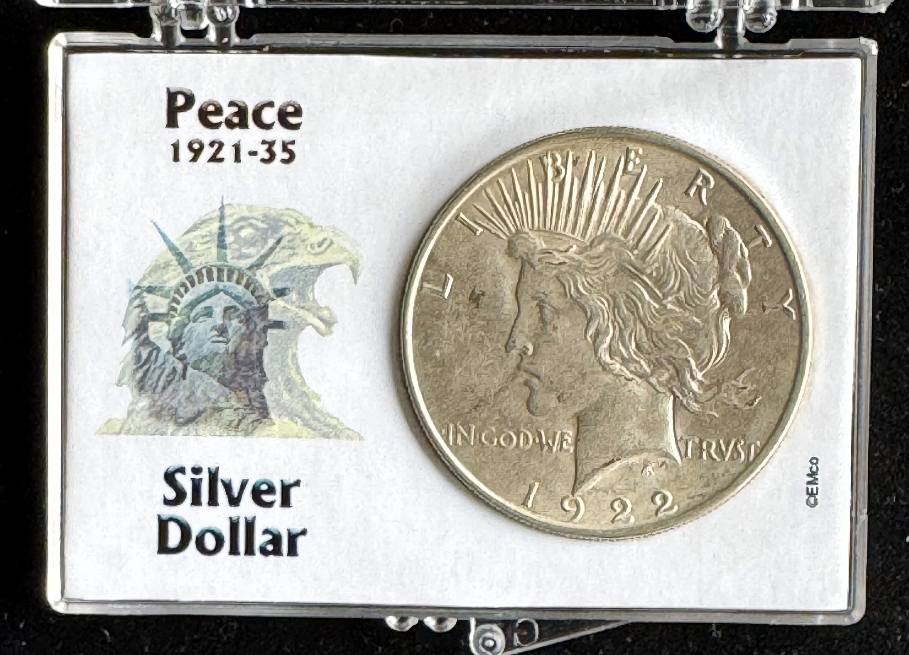 1922 SILVER PEACE DOLLAR, NICE COIN IN THE CASE | Property Room