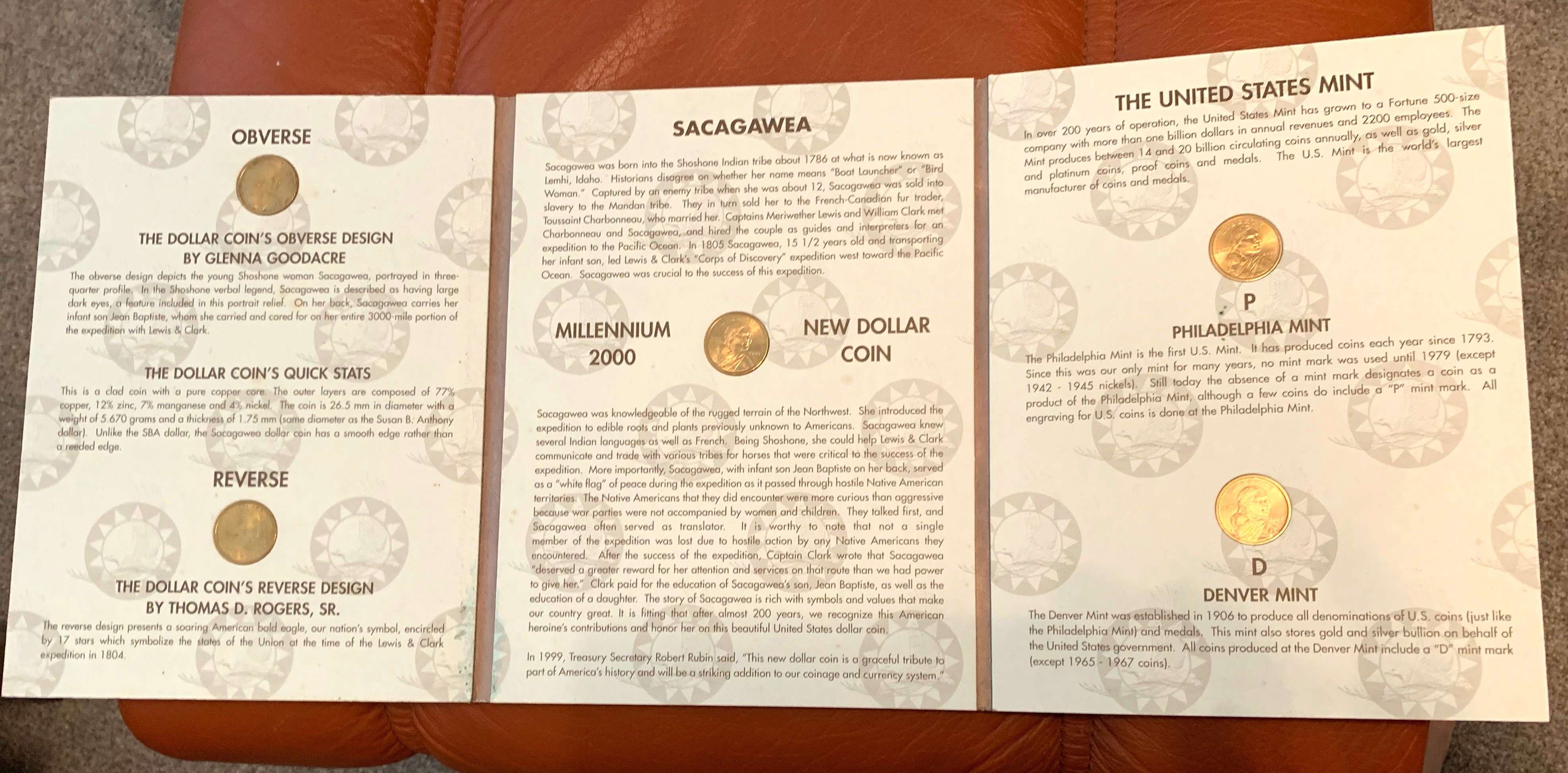 SACAGAWEA DOLLAR (MILLENIUM EDITION) COMPLETE 5 COIN SET | Property Room