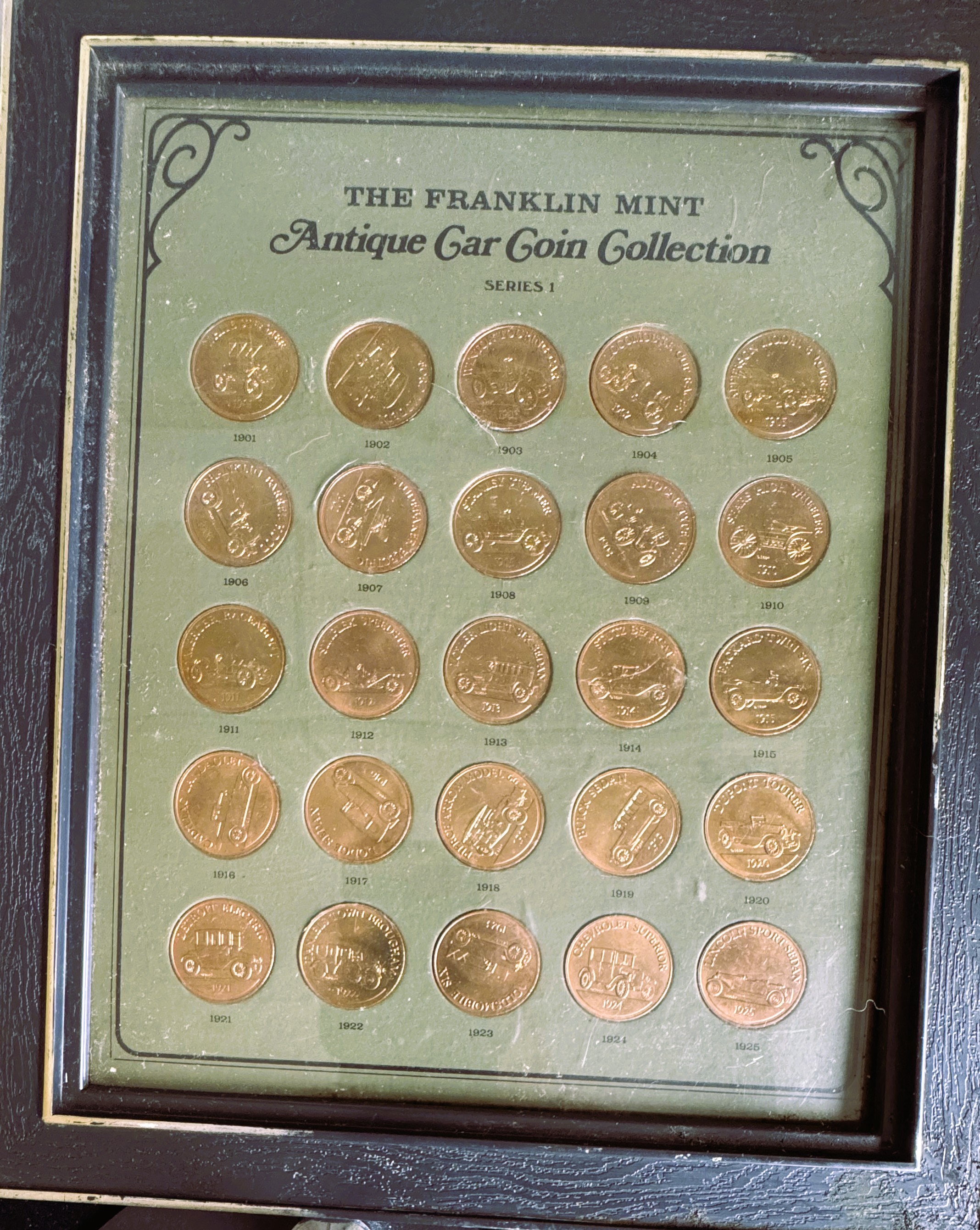 ANTIQUE CAR COIN COLLECTION SERIES 1, FRANKLIN MINT, 25 COIN SET ...