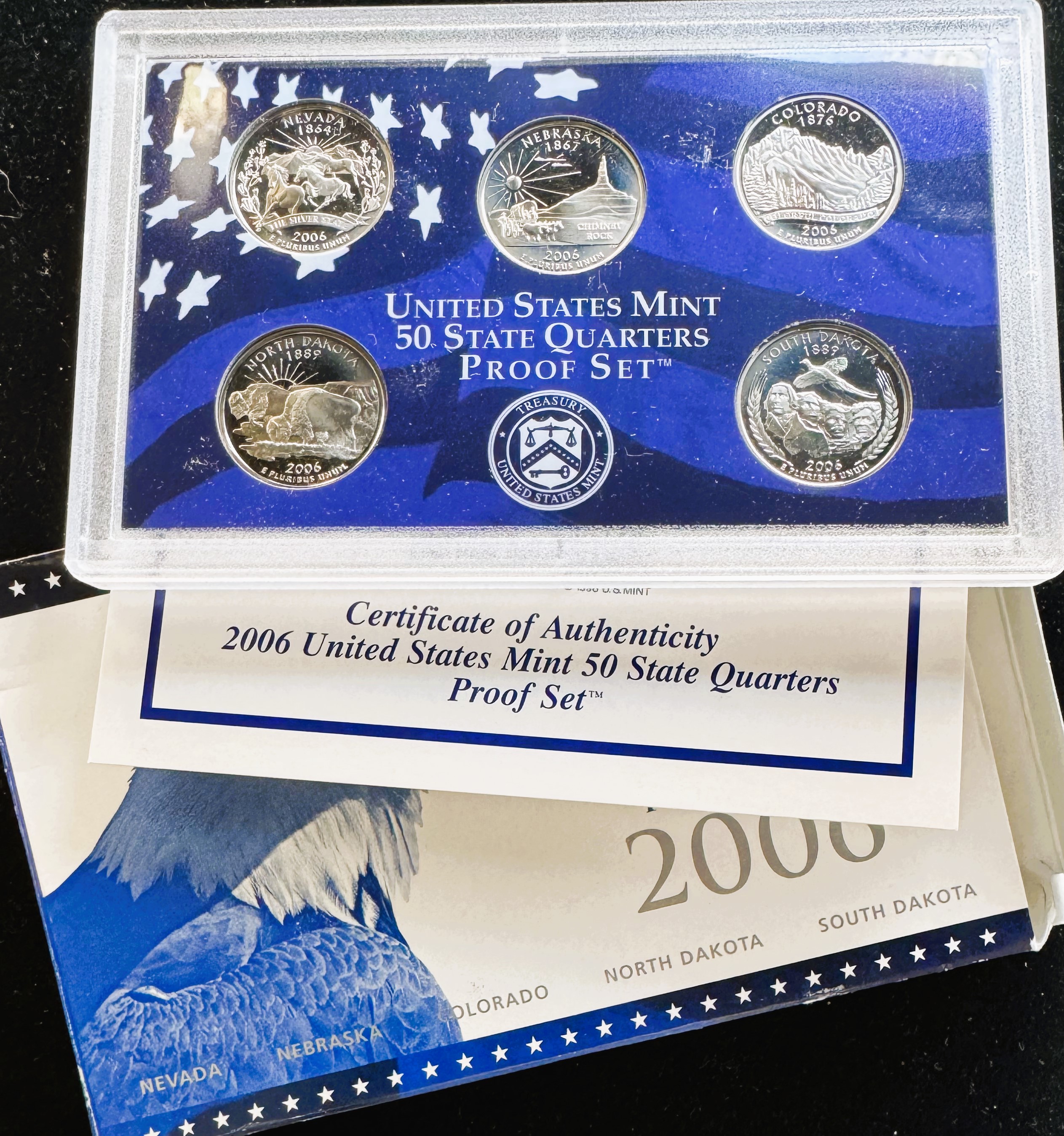 2006 U.S. MINT 50 STATE QUARTERS PROOF COIN SET, OGP CASE, COA ...