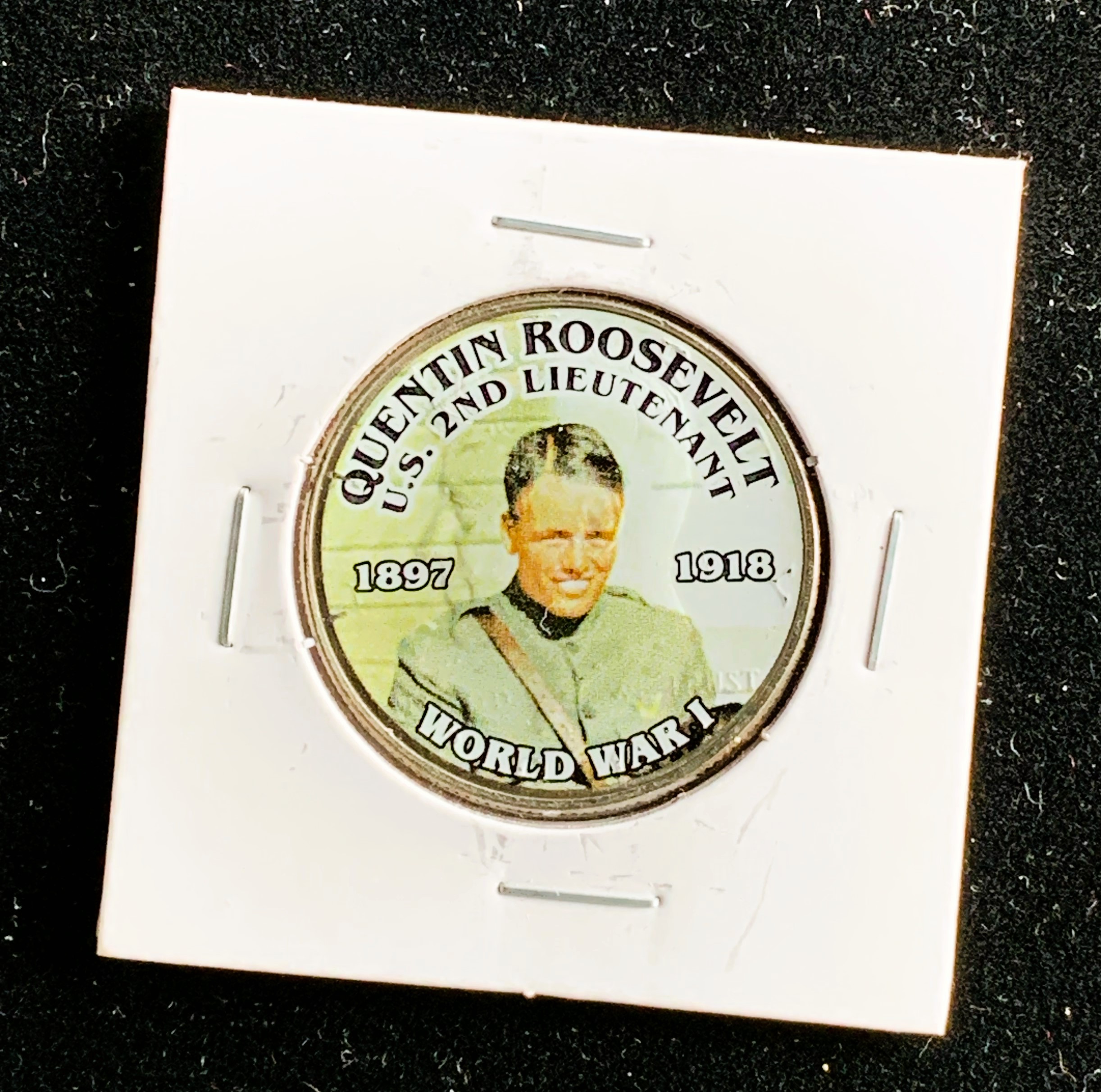 KENNEDY HALF DOLLAR COLORIZED COIN, COLLECTABLE QUENTIN ROOSEVELT WW1 ...