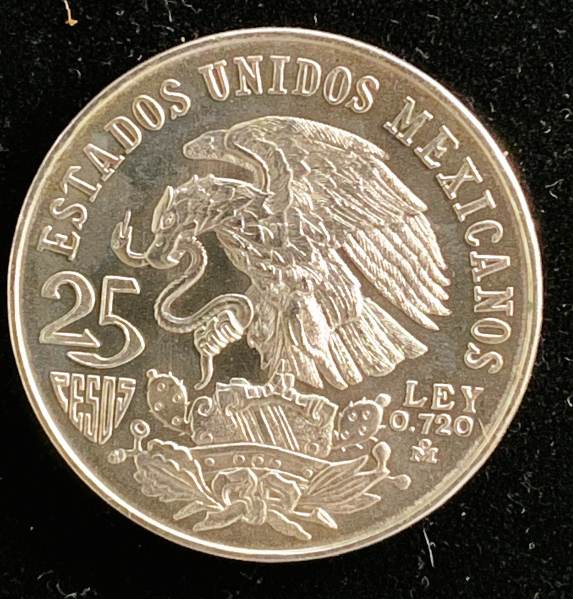 MEXICO SILVER 25 PESOS 1968 OLYMPICS UNCIRCULATED BRIGHT SHINY COIN ...