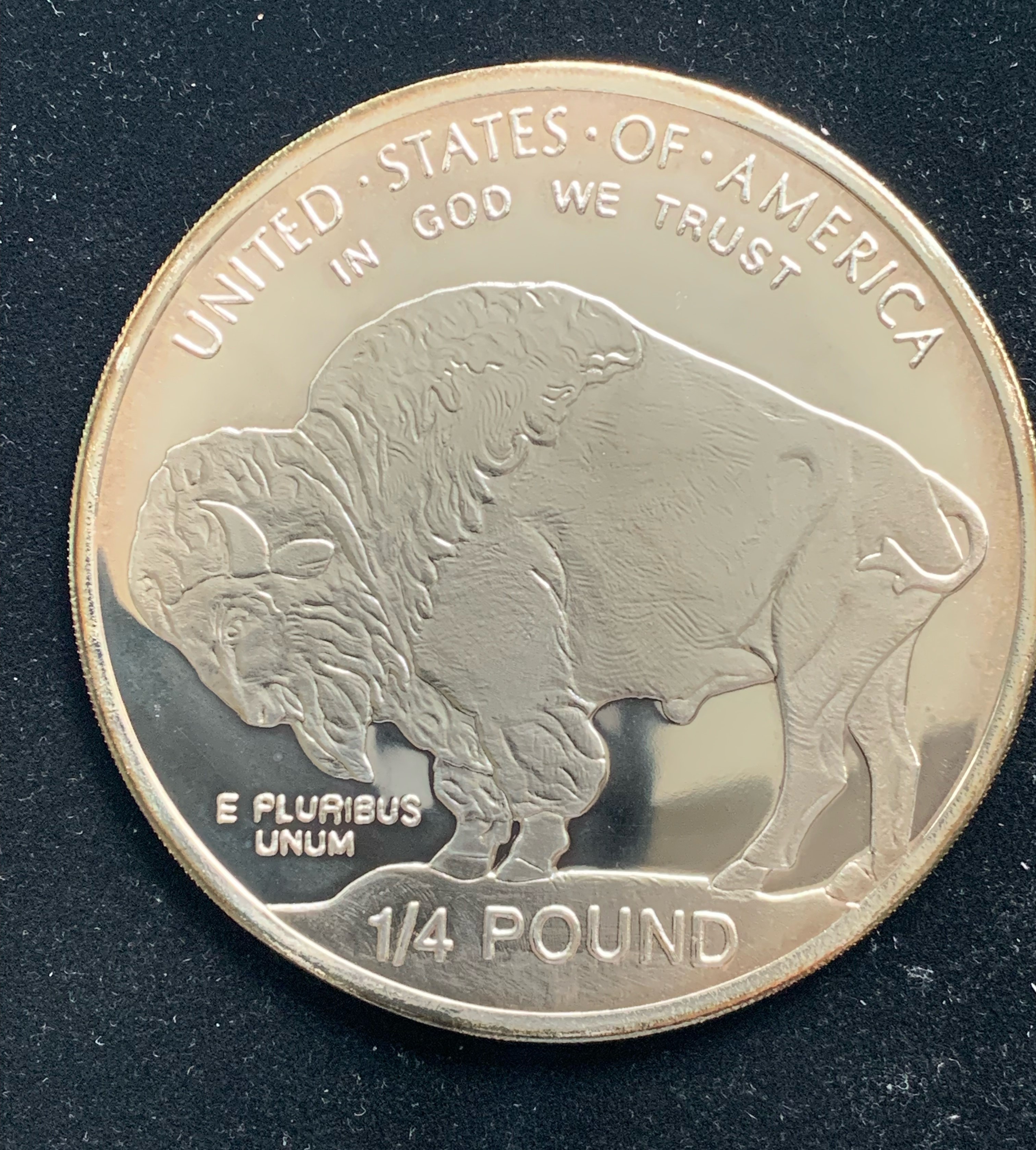 .999 FINE SILVER ROUND 1/4 TROY POUND, INDIAN HEAD/BUFFALO PROOF-LIKE ...