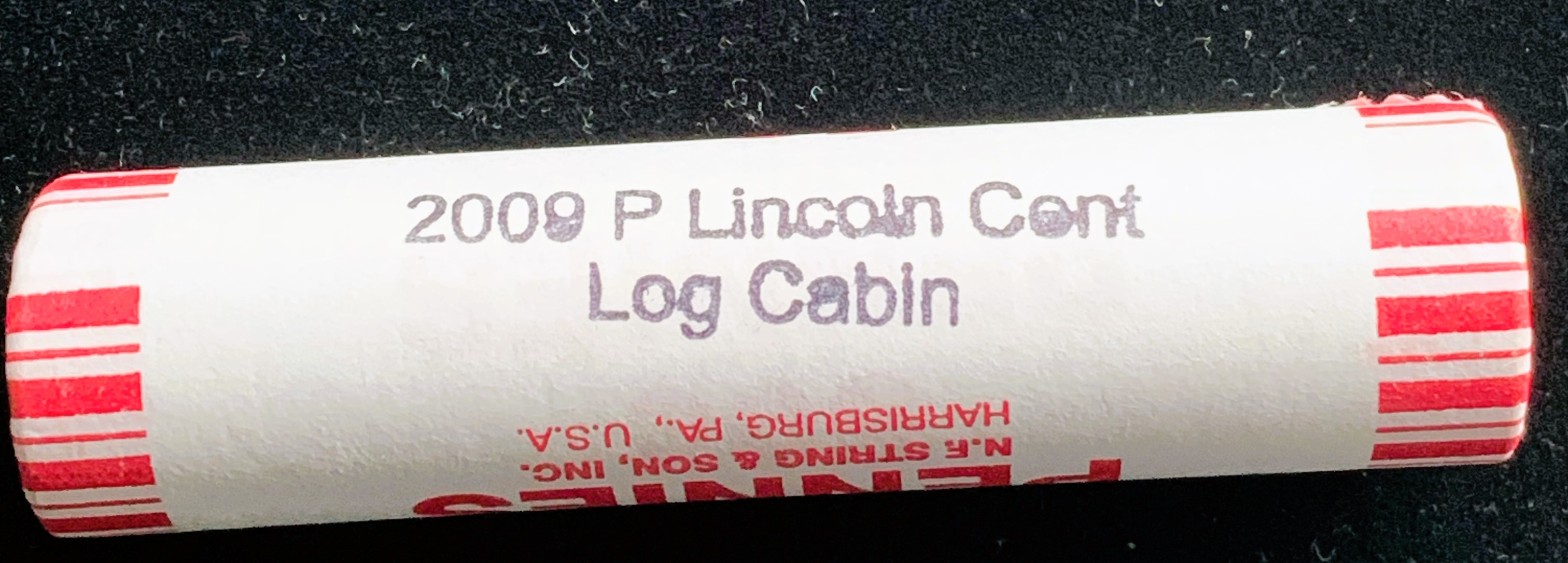 2009-P ROLL OF 50 BRILLIANT UNCIRCULATED LINCOLN CENT COINS, LOG CABIN ...
