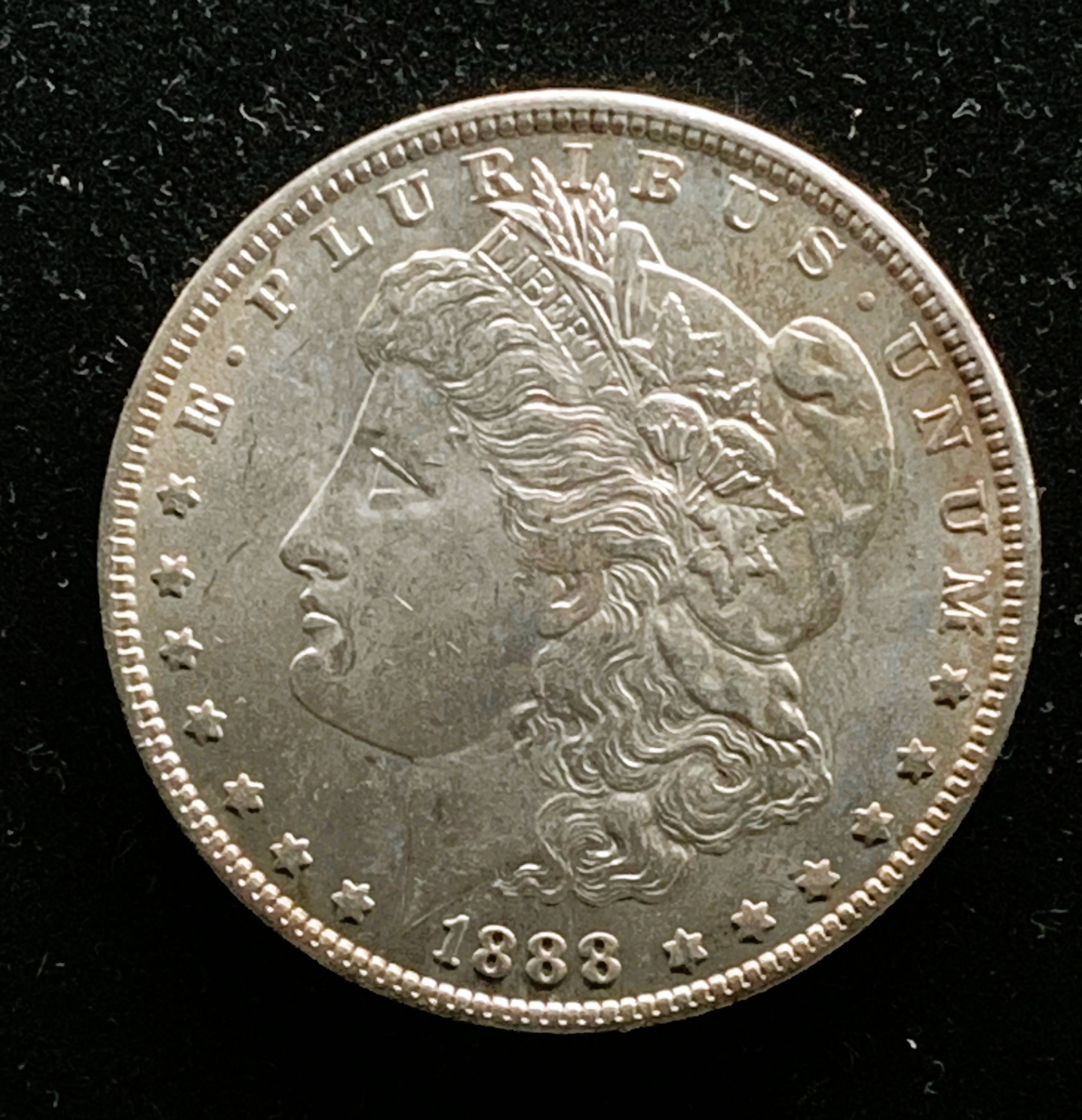 1888-O MORGAN SILVER DOLLAR COIN, UNCIRCULATED SHINY LUSTER GEM WITH ...