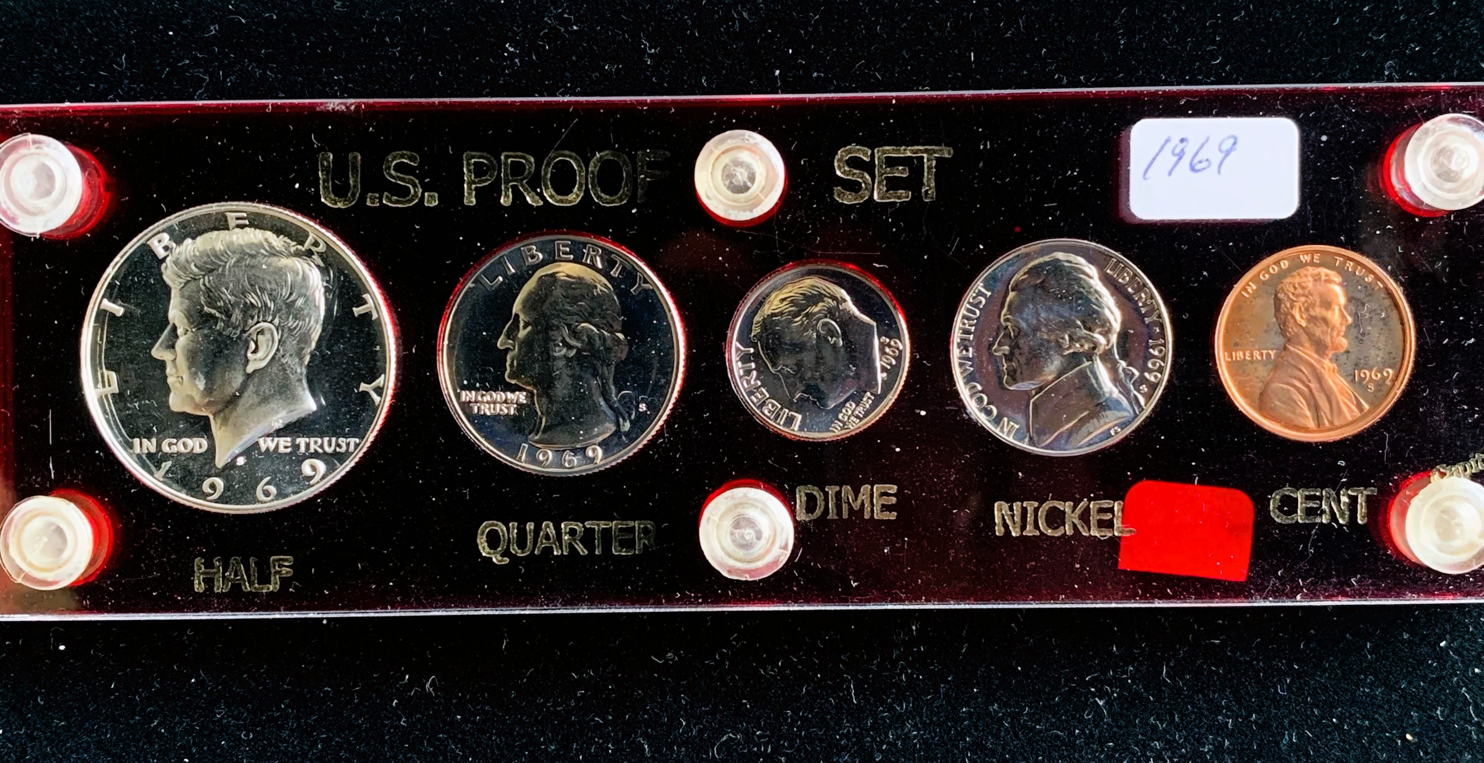 1969 SILVER US PROOF SET COINS, "HIGH GRADE" IN ORIG GOV CASE ...