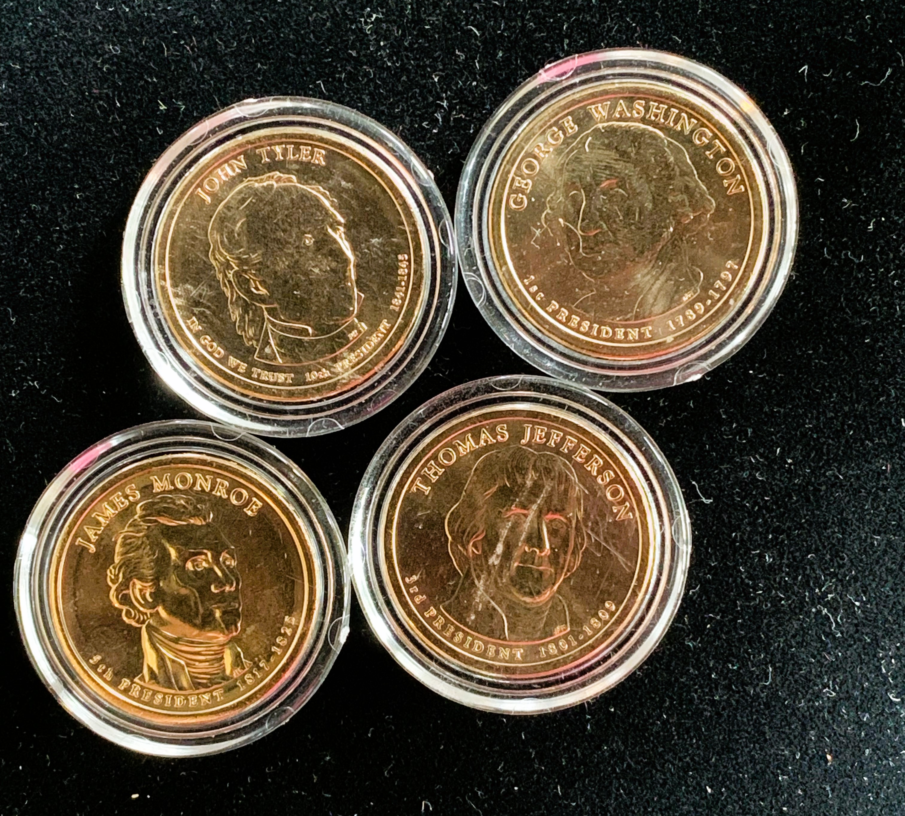 $1 DOLLAR GOLD TONED PRESIDENTIAL COLLECTION UNCIRCULATED IN CAPSULE (4 ...