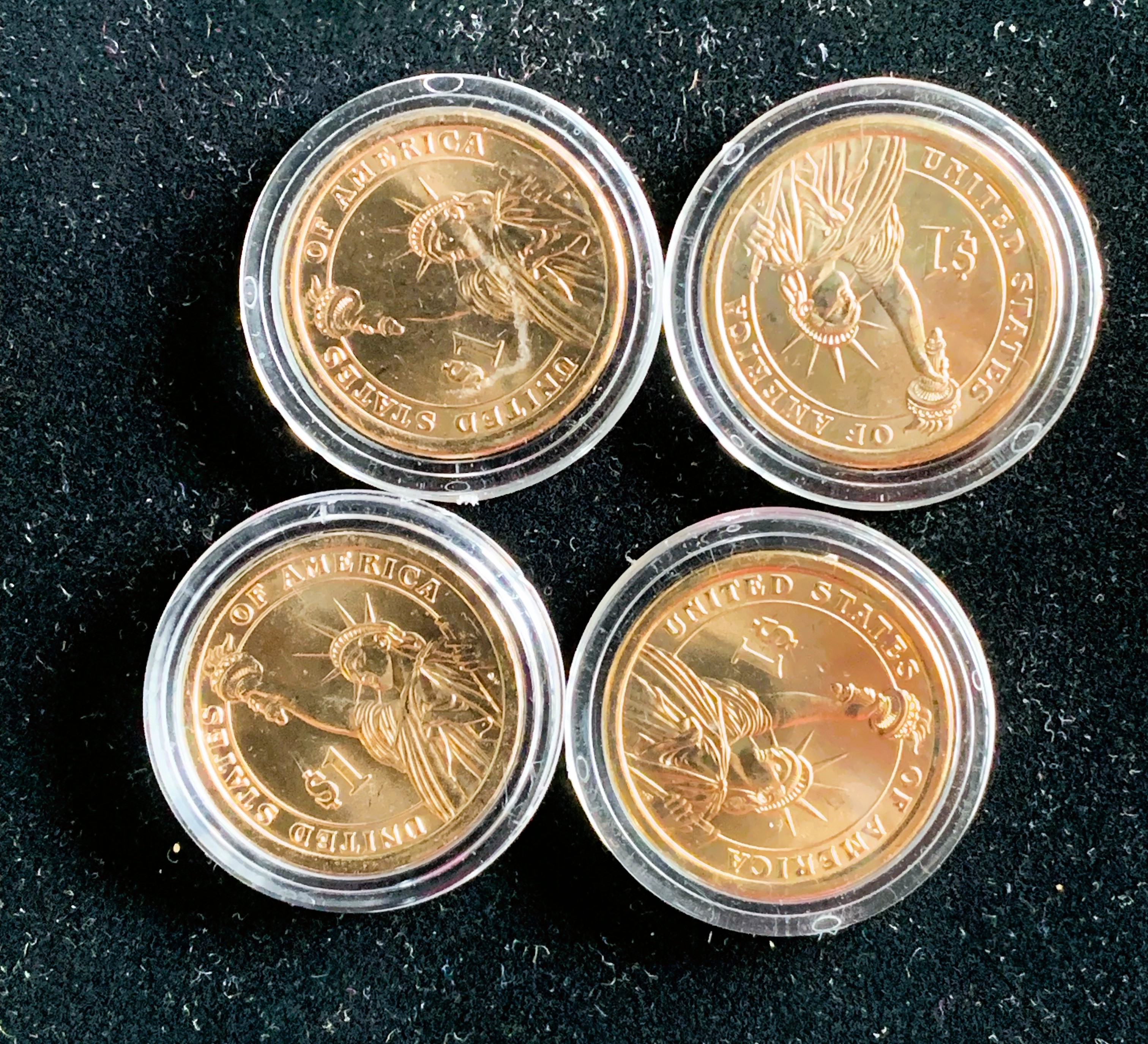 $1 DOLLAR GOLD TONED PRESIDENTIAL COLLECTION UNCIRCULATED IN CAPSULE (4 ...