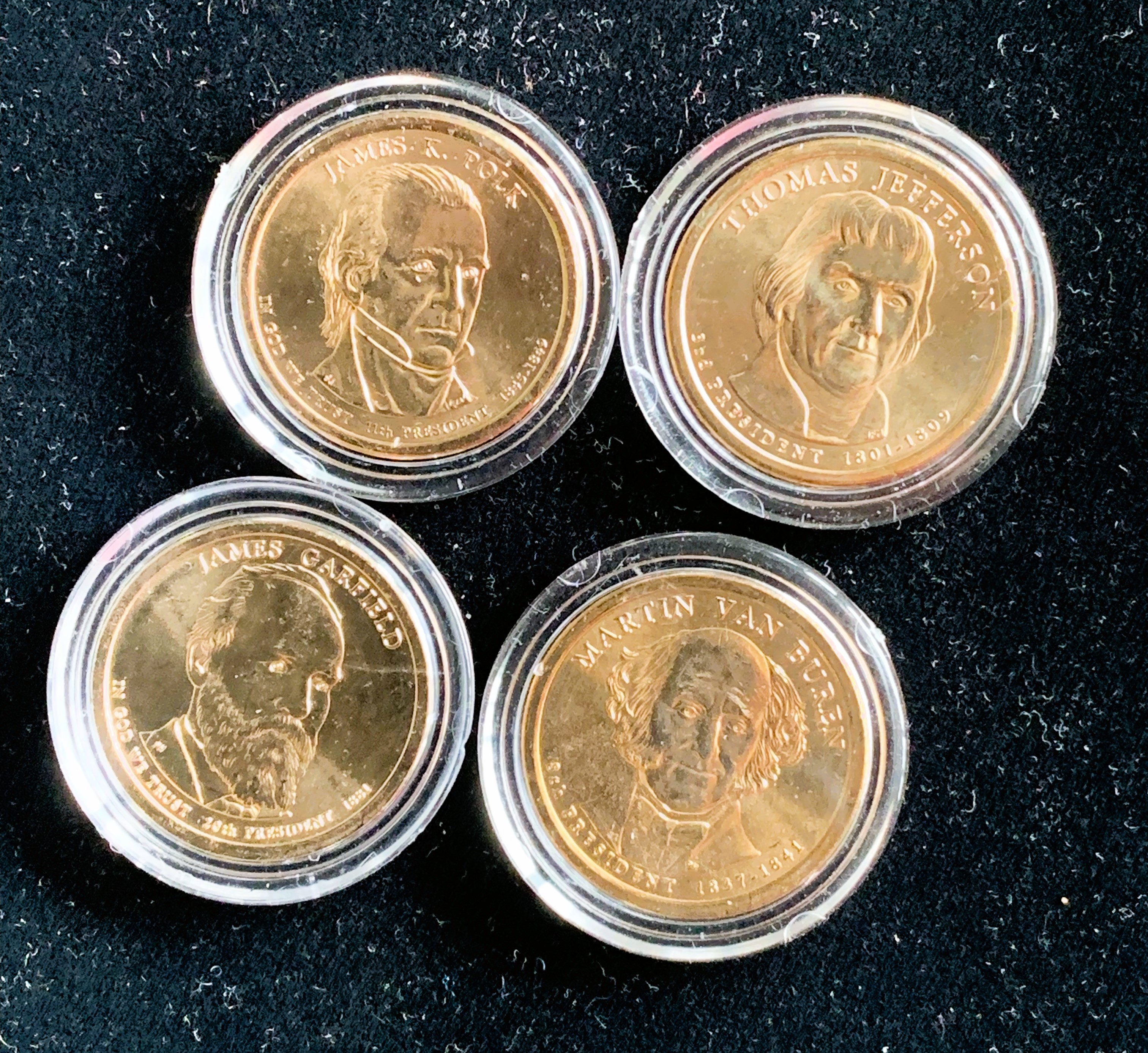 $1 DOLLAR GOLD TONED PRESIDENTIAL COLLECTION UNCIRCULATED IN CAPSULE (4 ...