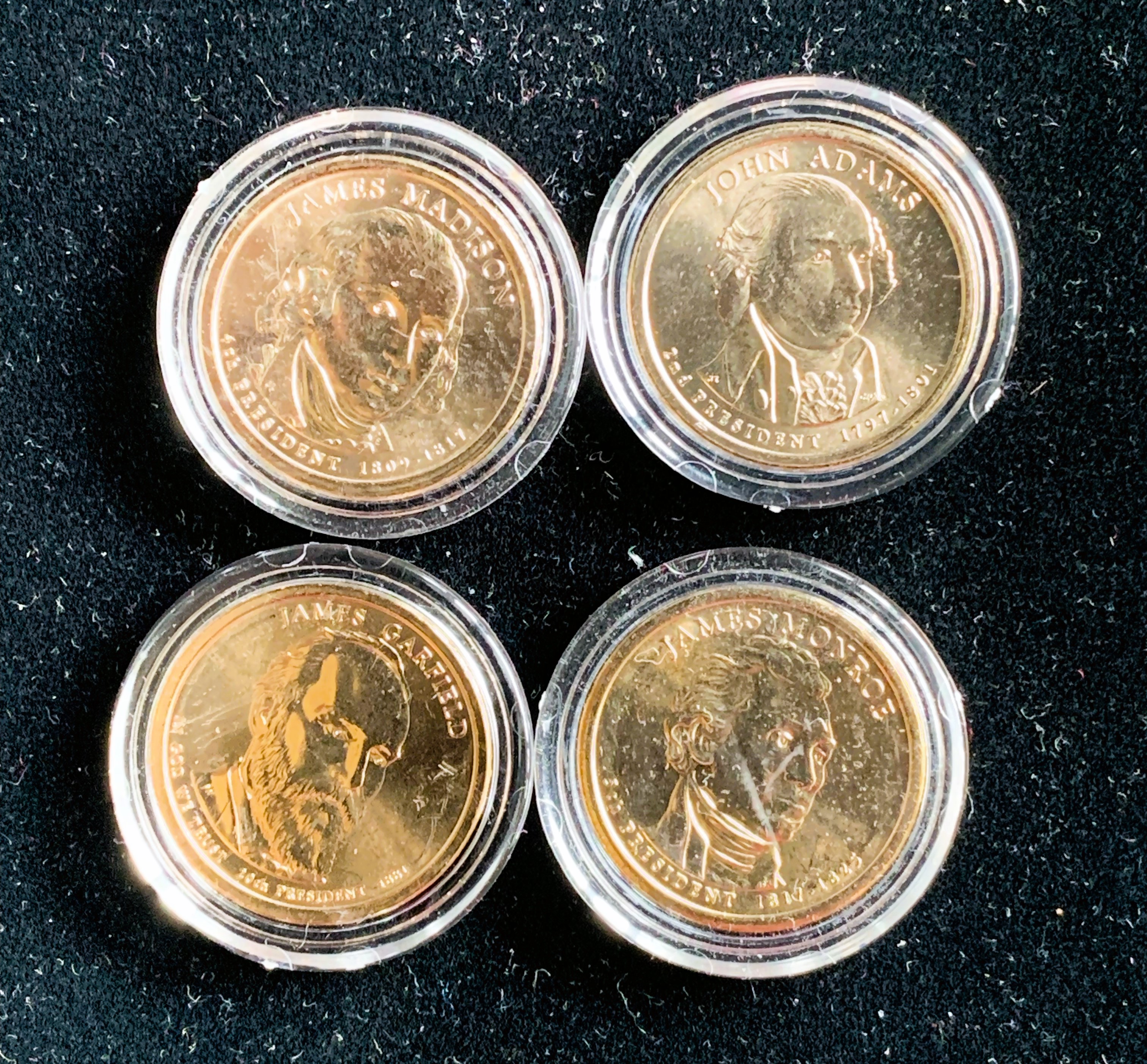 $1 DOLLAR GOLD TONED PRESIDENTIAL COLLECTION UNCIRCULATED IN CAPSULE (4 ...