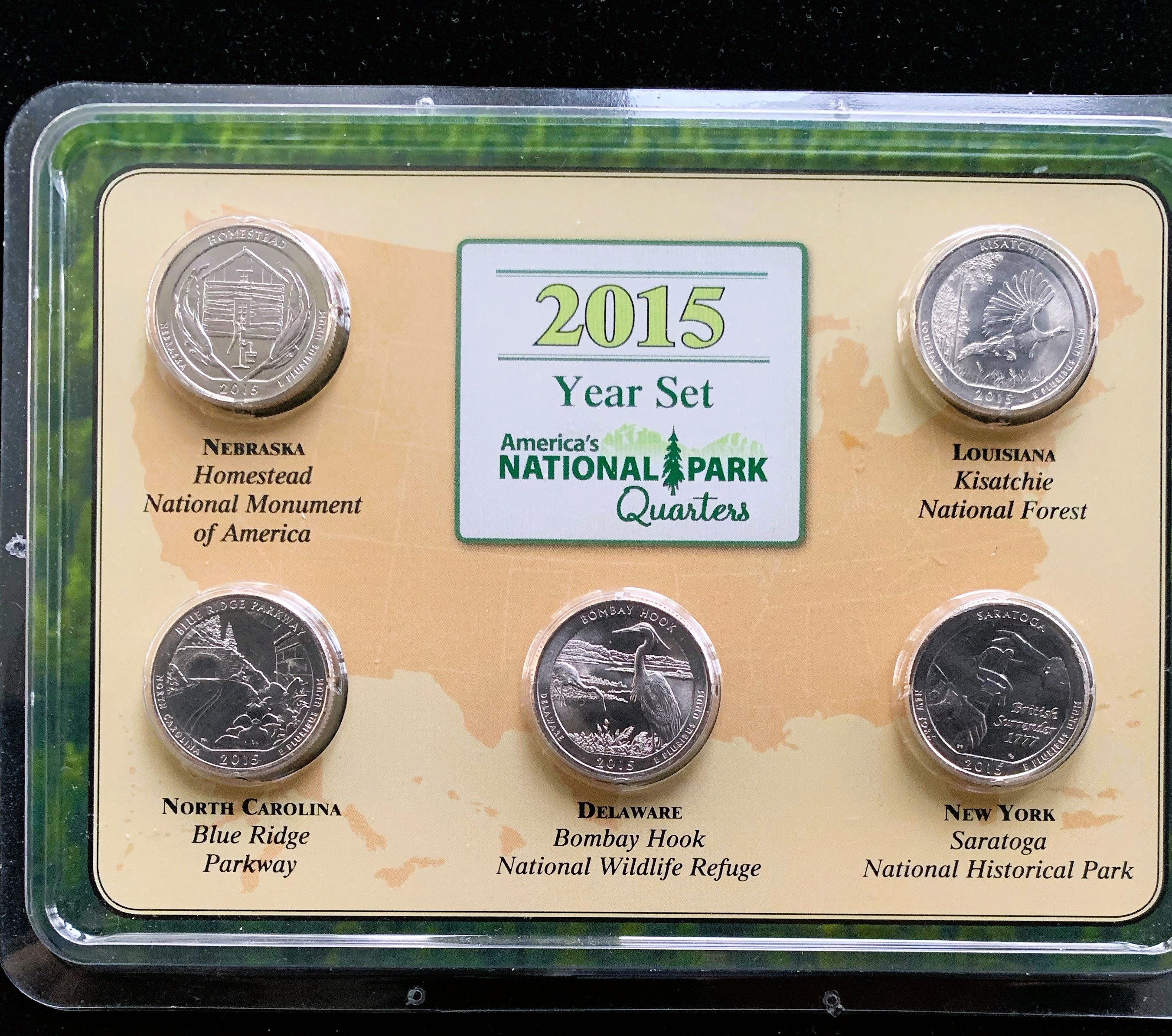 2015 YEAR SET, AMERICA'S NATIONAL PARK QUARTERS, 5 COINS ANNUAL ISSUE ...