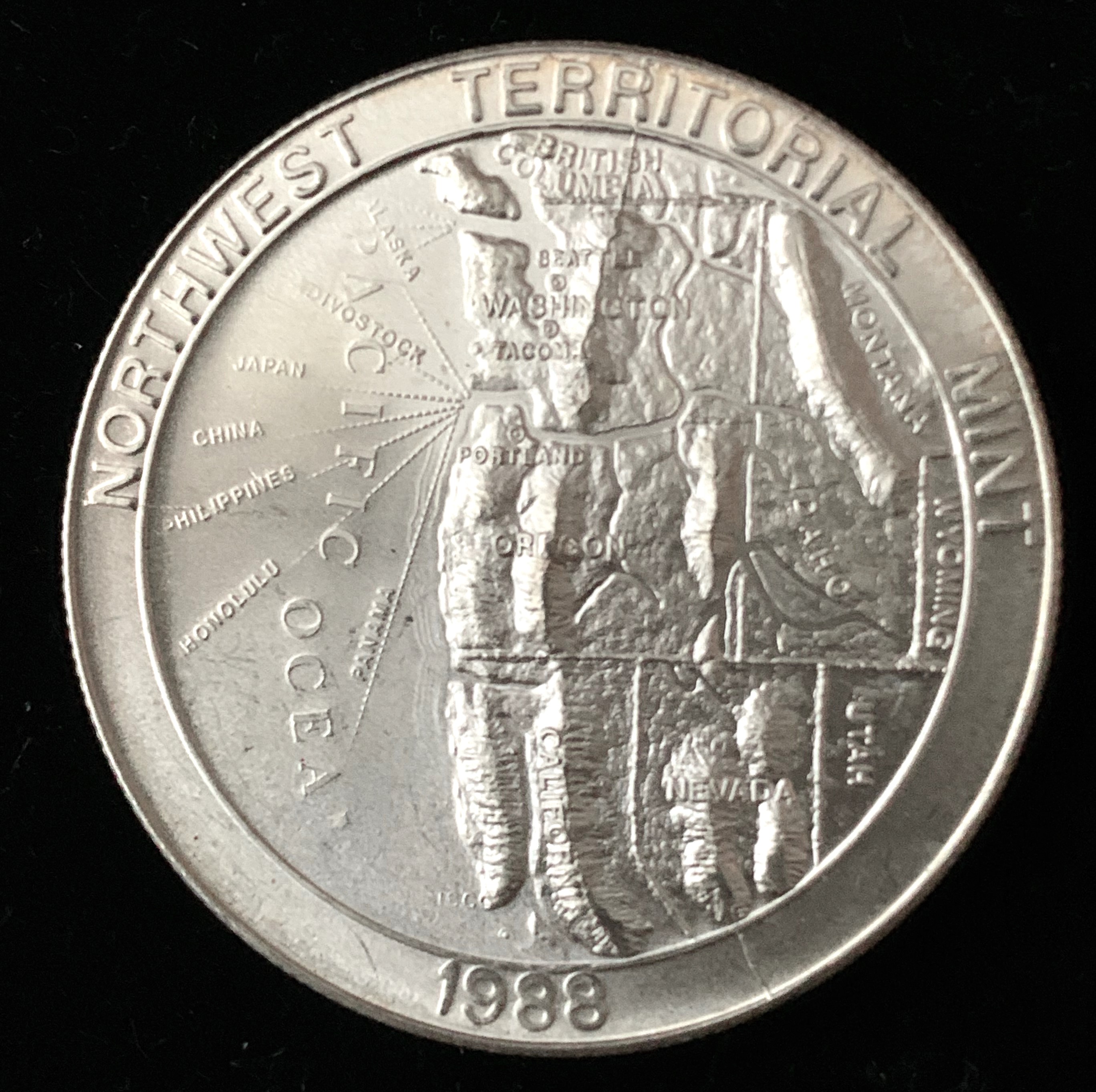 1oz SILVER ROUND .999 FINE SILVER TRADE UNIT NORTHWEST TERRITORIAL MINT ...