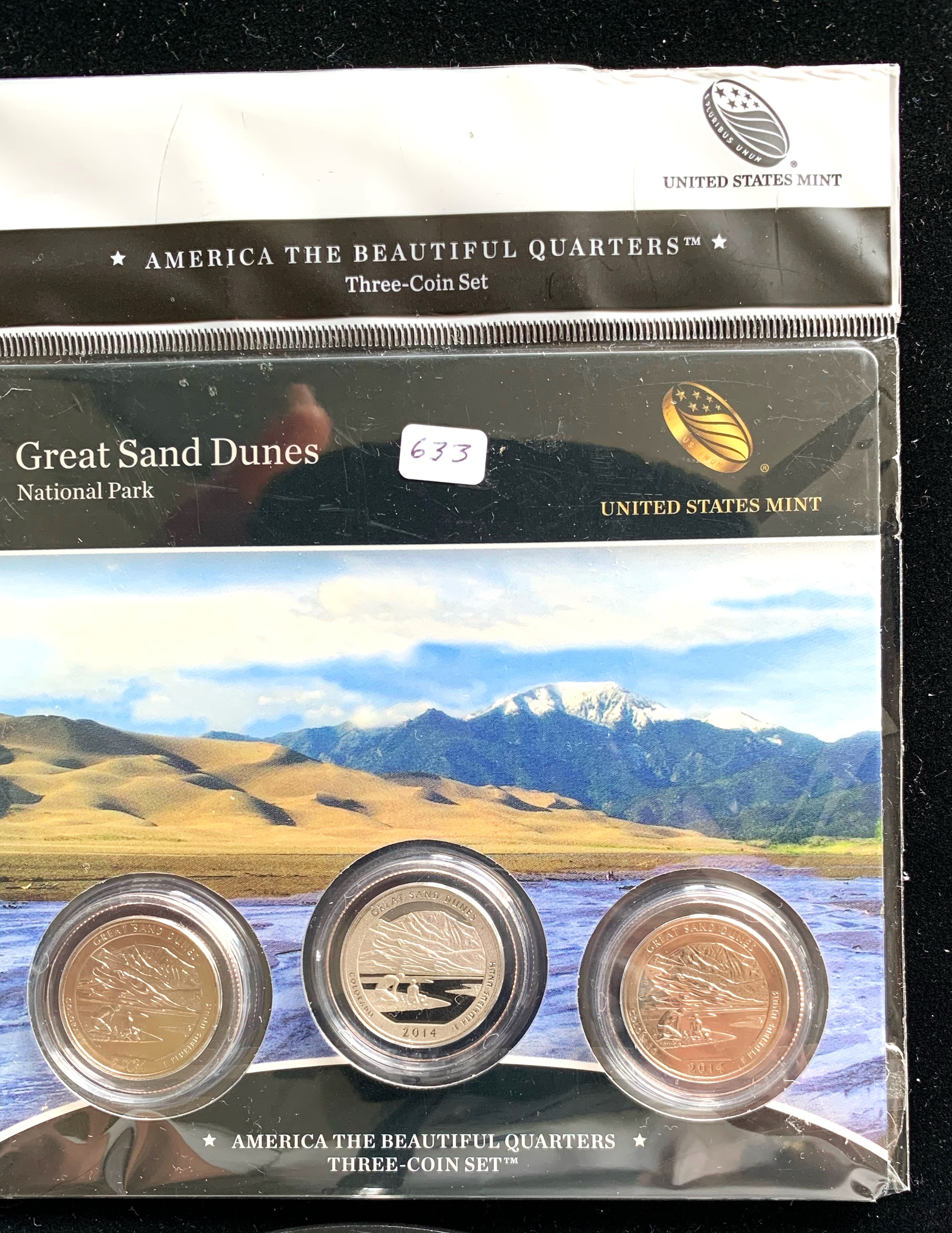 AMERICA THE BEAUTIFUL QUARTERS 3 COIN SET ONE PROOF & 2 UNC IN ORIG US ...