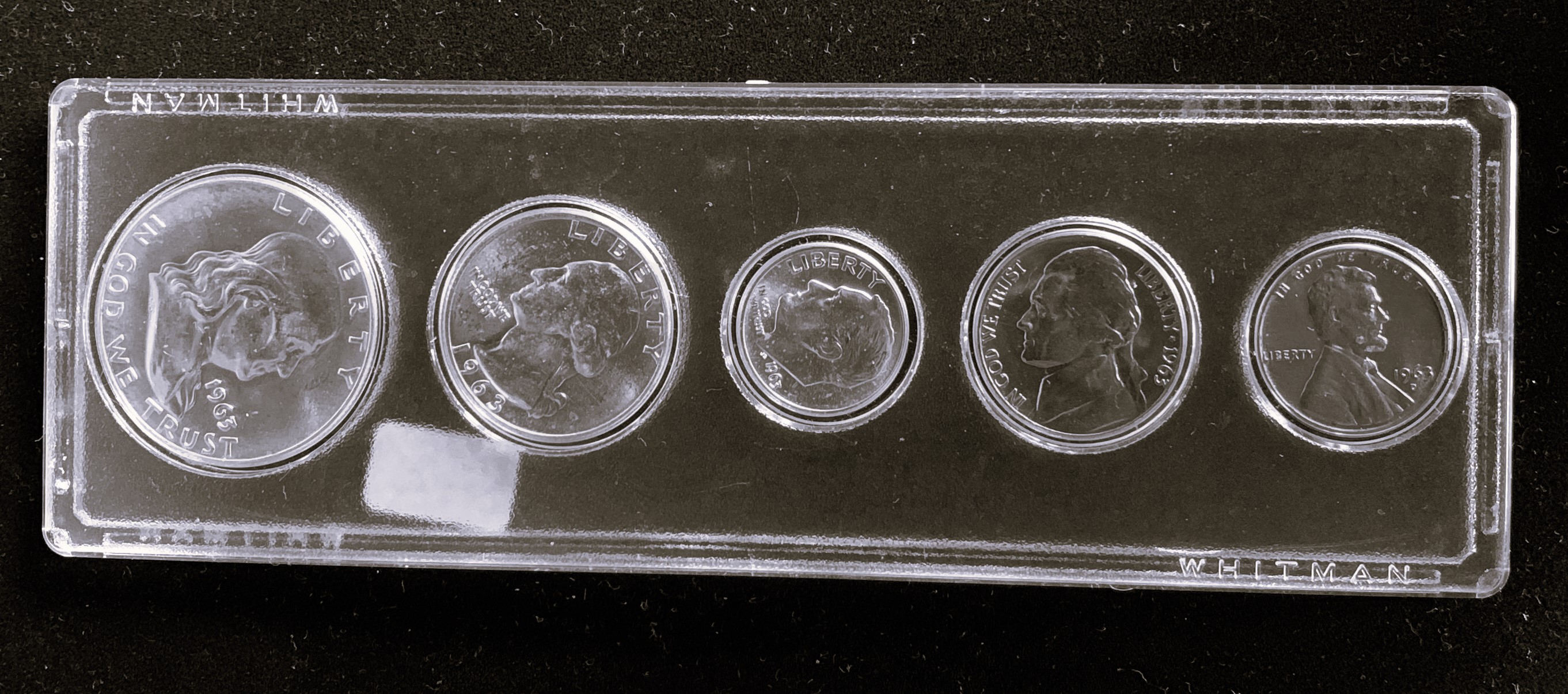1963 SILVER BU 5 COIN SET, REALLY NICE COINS, IN ORIG US MINT PKG ...