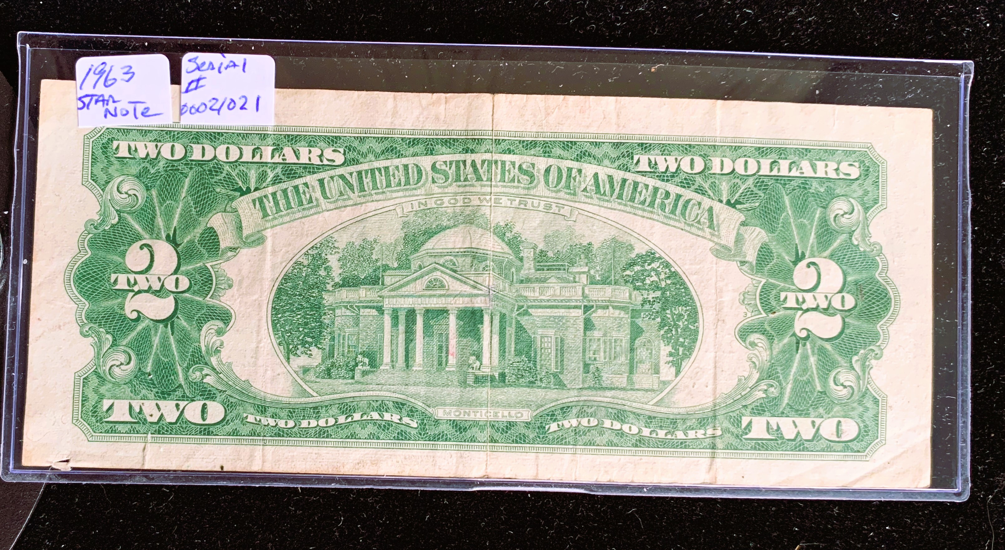 $2 DOLLAR 1963 SERIES UNITED STATES NOTE "STAR NOTE" RED LABEL , EARLY ...