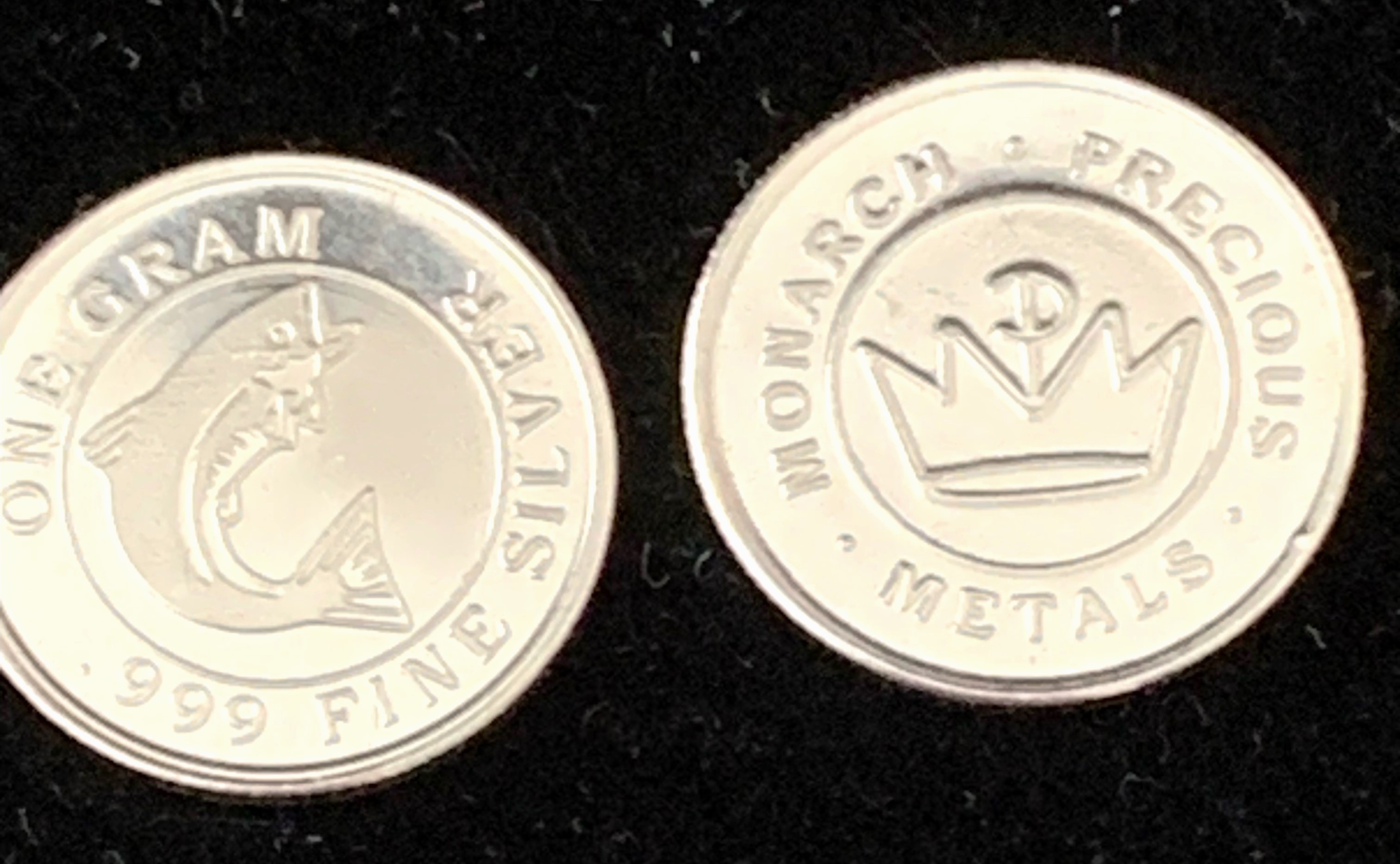 SILVER 1 GRAM EACH FISHING .999 FINE SILVER (2) COINS | Property Room