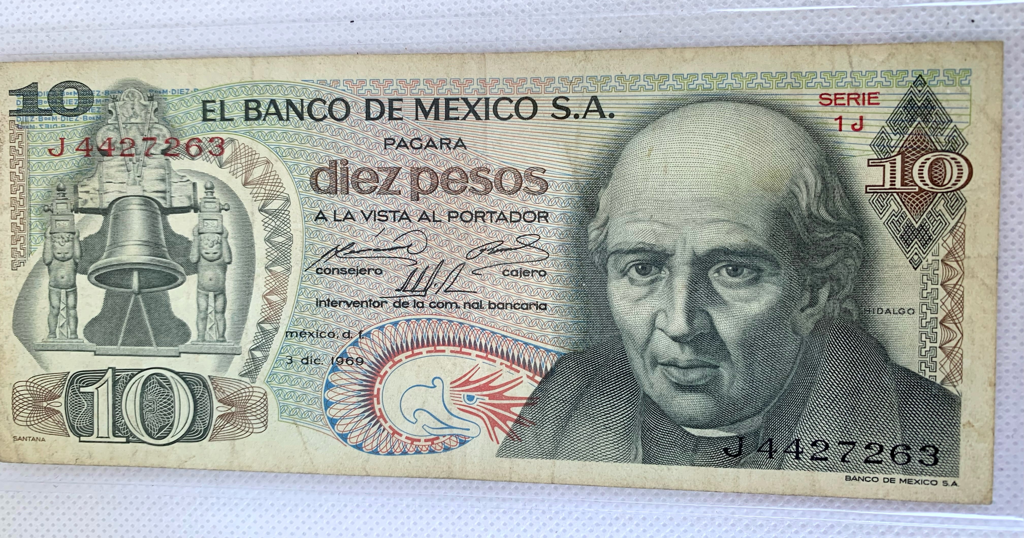 MEXICO 10 PESOS NOTE 1969 UNCIRCULATED | Property Room