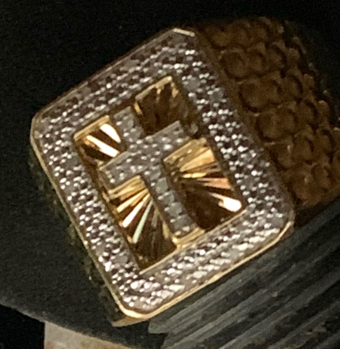 MEN'S RING Size 10 STERLING SILVER, CROSS, REALLY NICE RING, GOLD ...