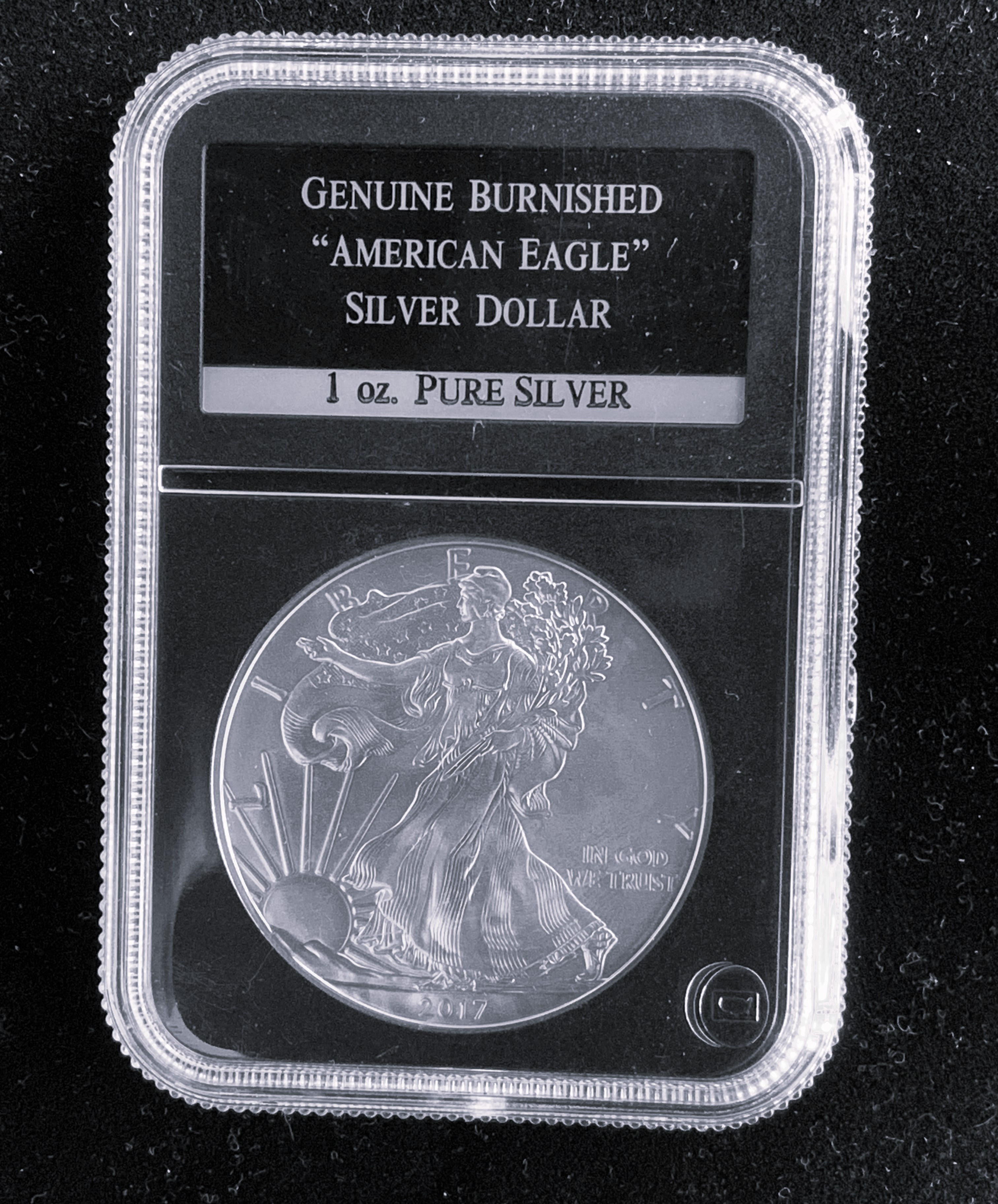 GENUINE BURNISHED AMERICAN SILVER DOLLAR GRADED IN THE SLAB 1oz PURE ...