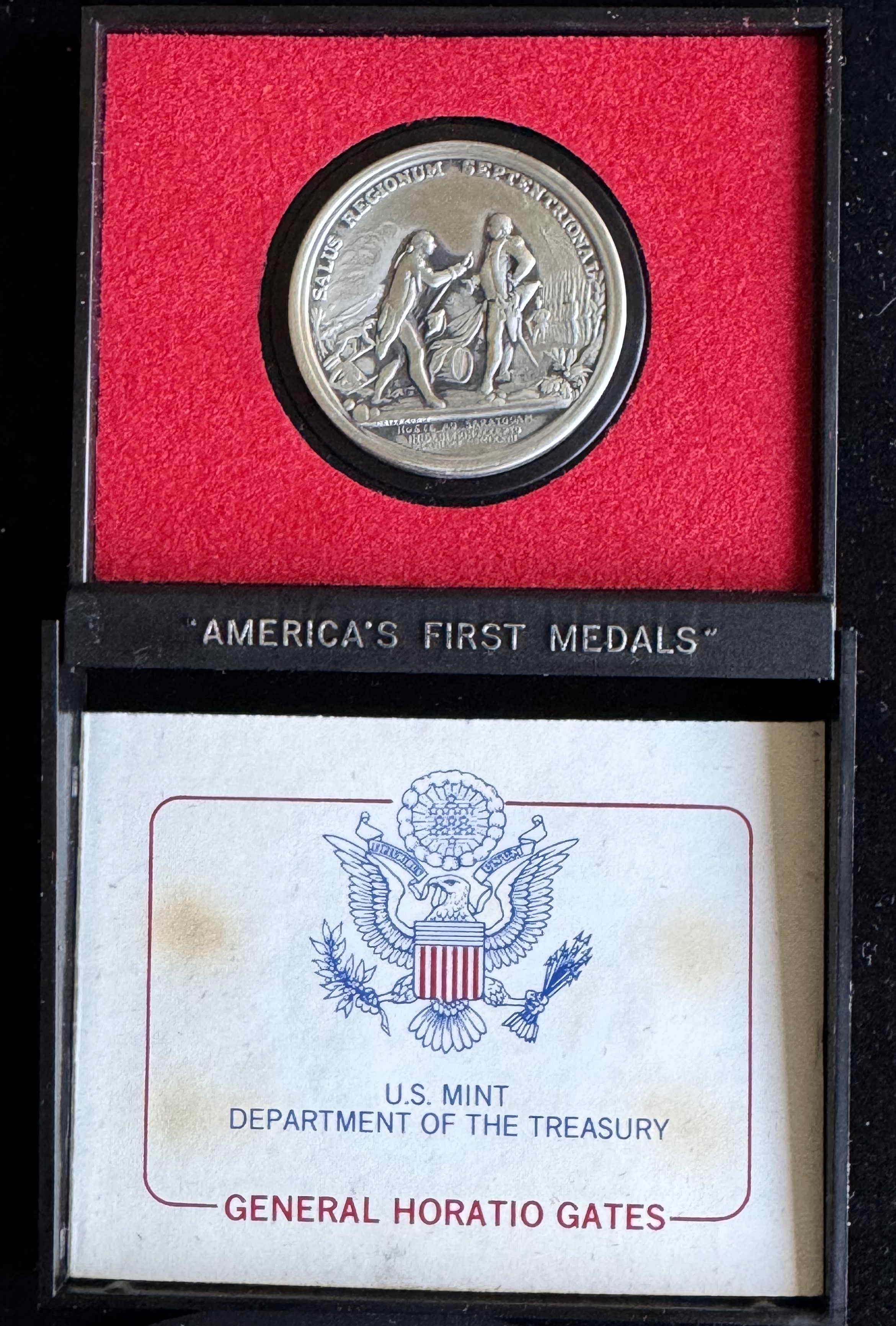 US MINT COMMEMORATIVE PEWTER MEDAL COIN, GENERAL HORATIO GATES, IN OGP ...