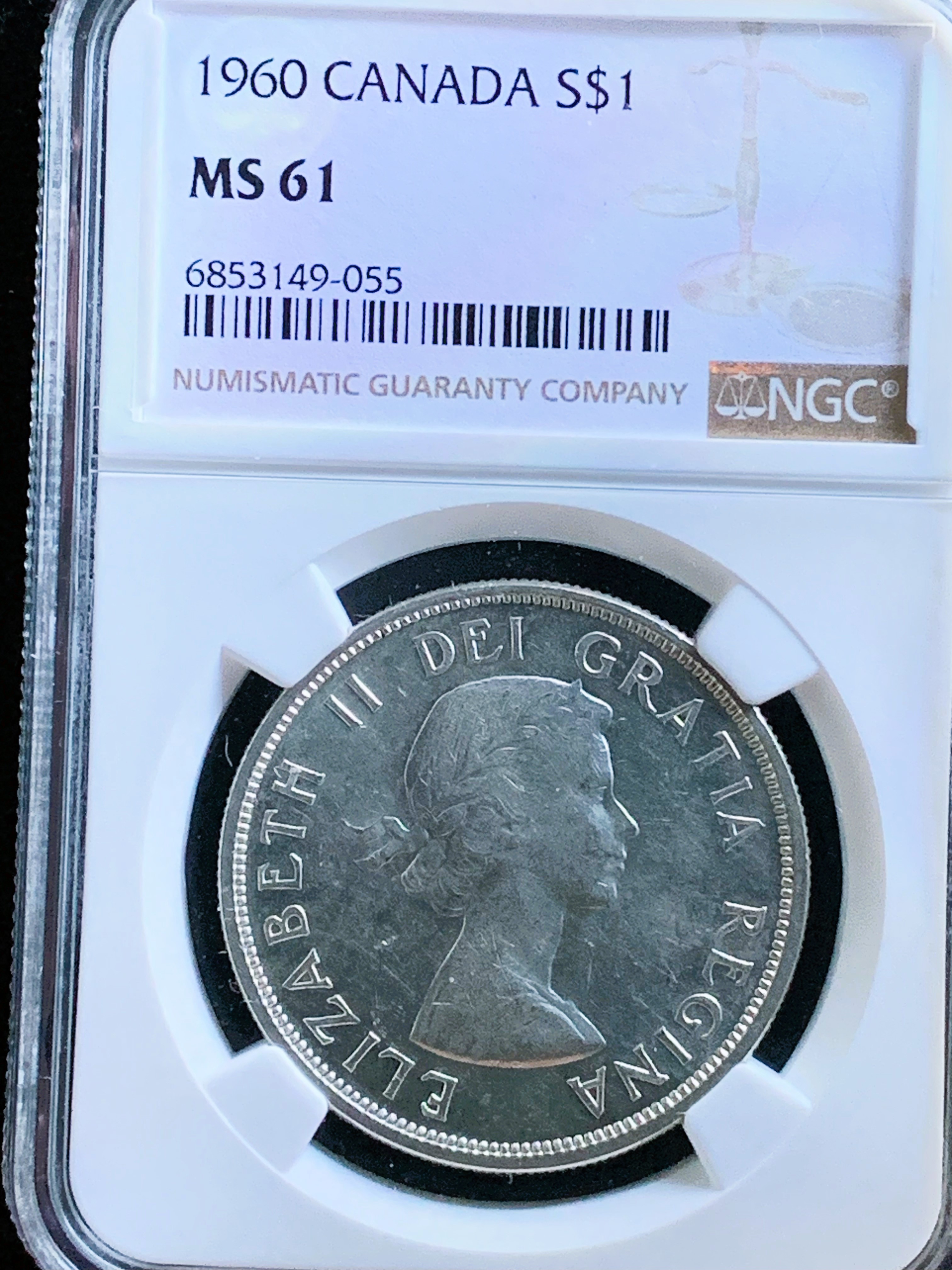 1960 SILVER NGC GRADED MS-61 CANADA CANOE IN THE RAIN, A REALLY NICE ...